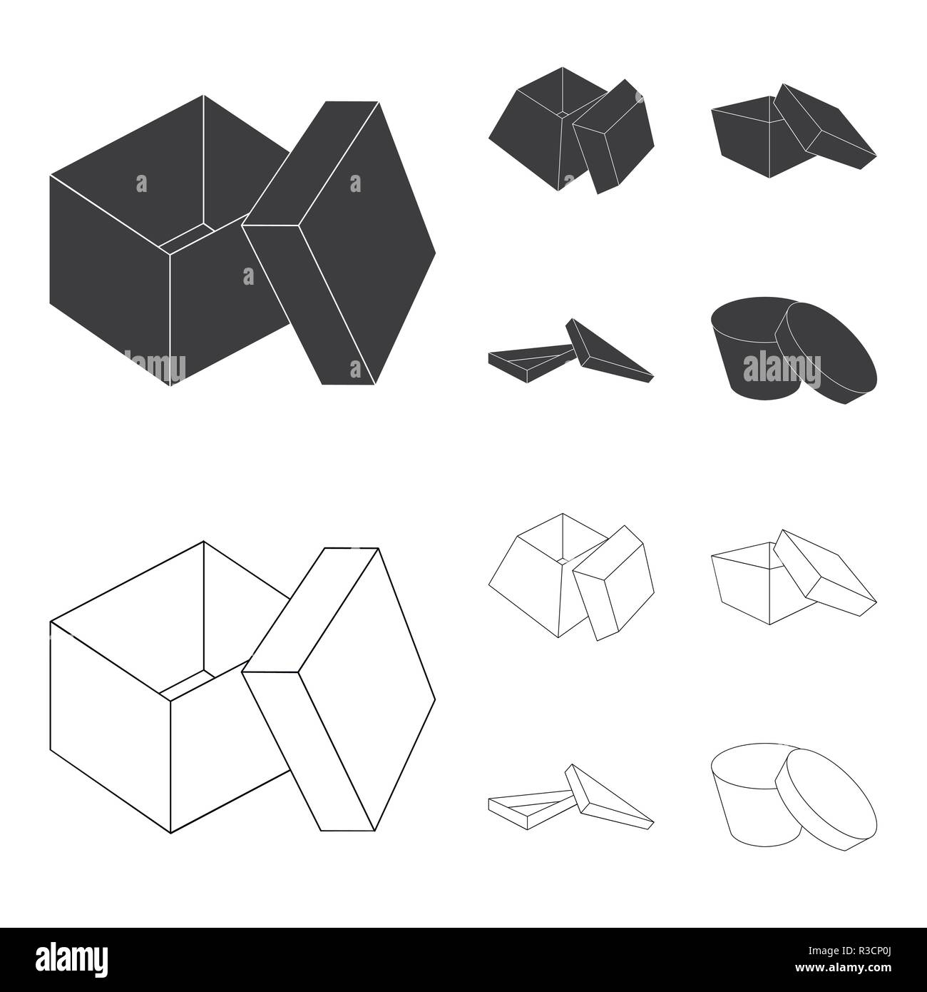 Case, shell, framework, and other icon in black,outline style.Box ...