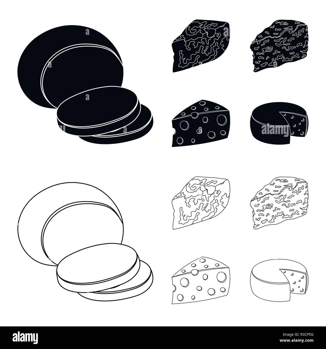Parmesan, roquefort, maasdam, gauda.Different types of cheese set ...