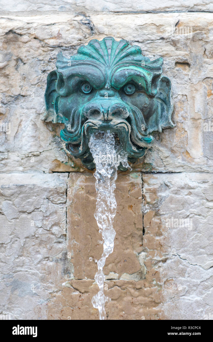 Detail of John the Baptist fountain, Old Town, Lyon, France, Europe ...