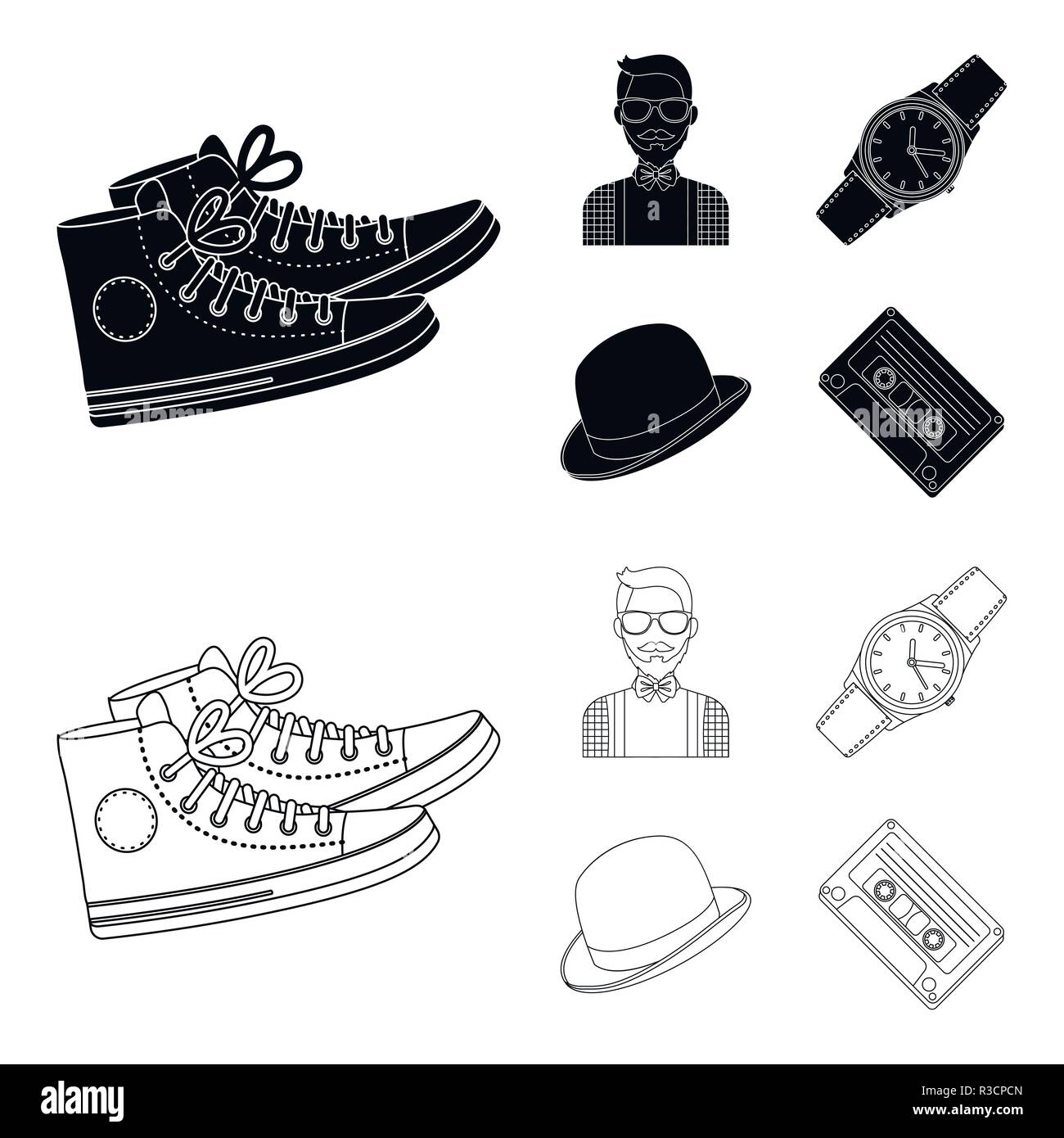 Hipster, fashion, style, subculture .Hipster style set collection icons ...