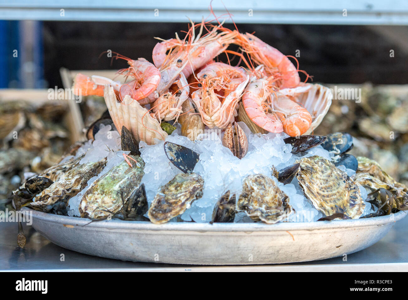 Seafood in outdoor market, Nice, Cote d'Azur, France, Europe Stock ...