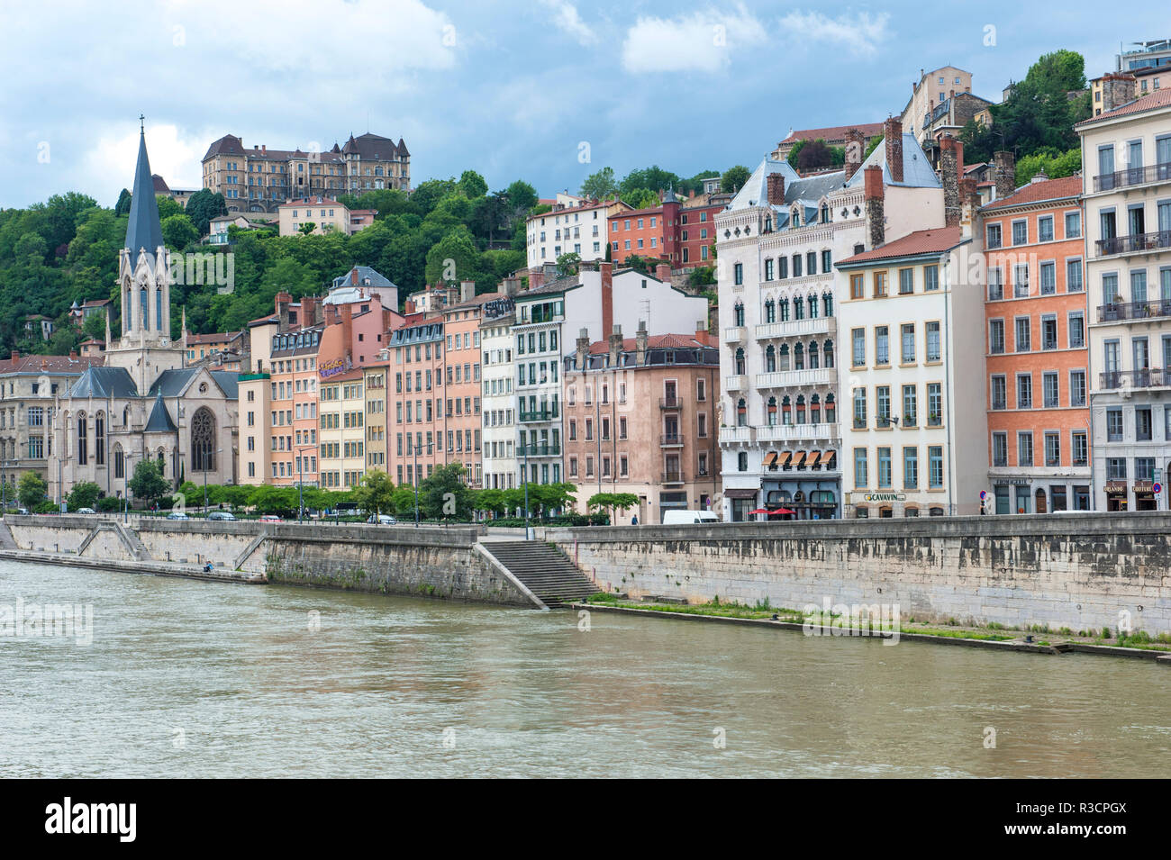 Cityscape along Saone river, Lyon, France, Europe Stock Photo - Alamy