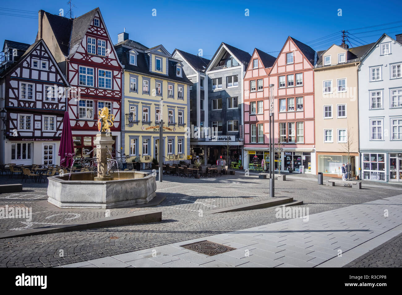 Historical section of Hachenburg, Germany downtown with the famous ...