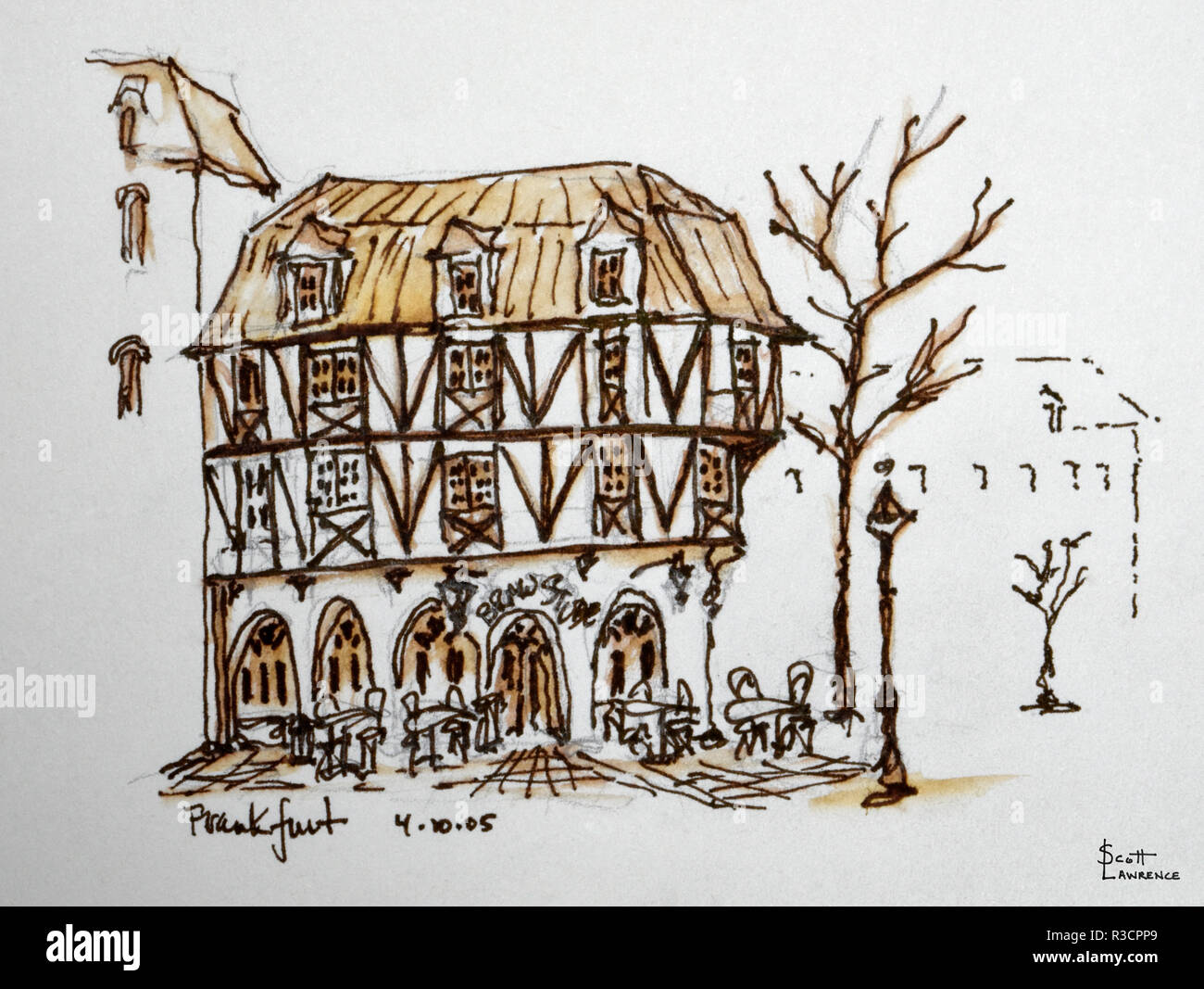 A Norman style architecture restaurant in Frankfort, Germany Stock ...