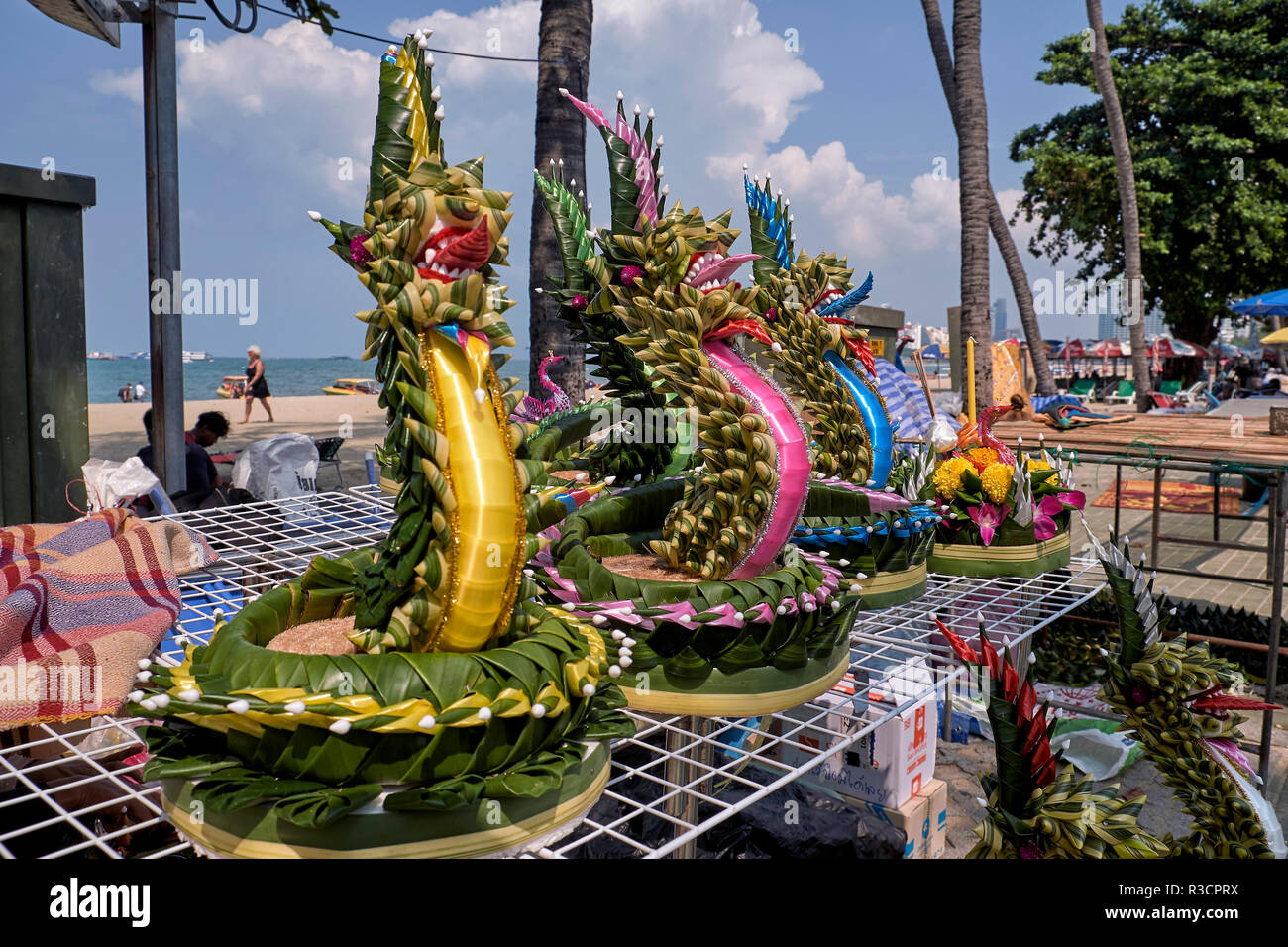 Loi Krathong Thailand. Floral floats for sale at the Loi Krathong ...