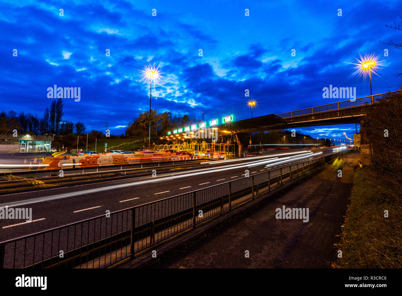 Toll plaza, M48 Severn River crossing, Aust, Bristol. The tolls between ...