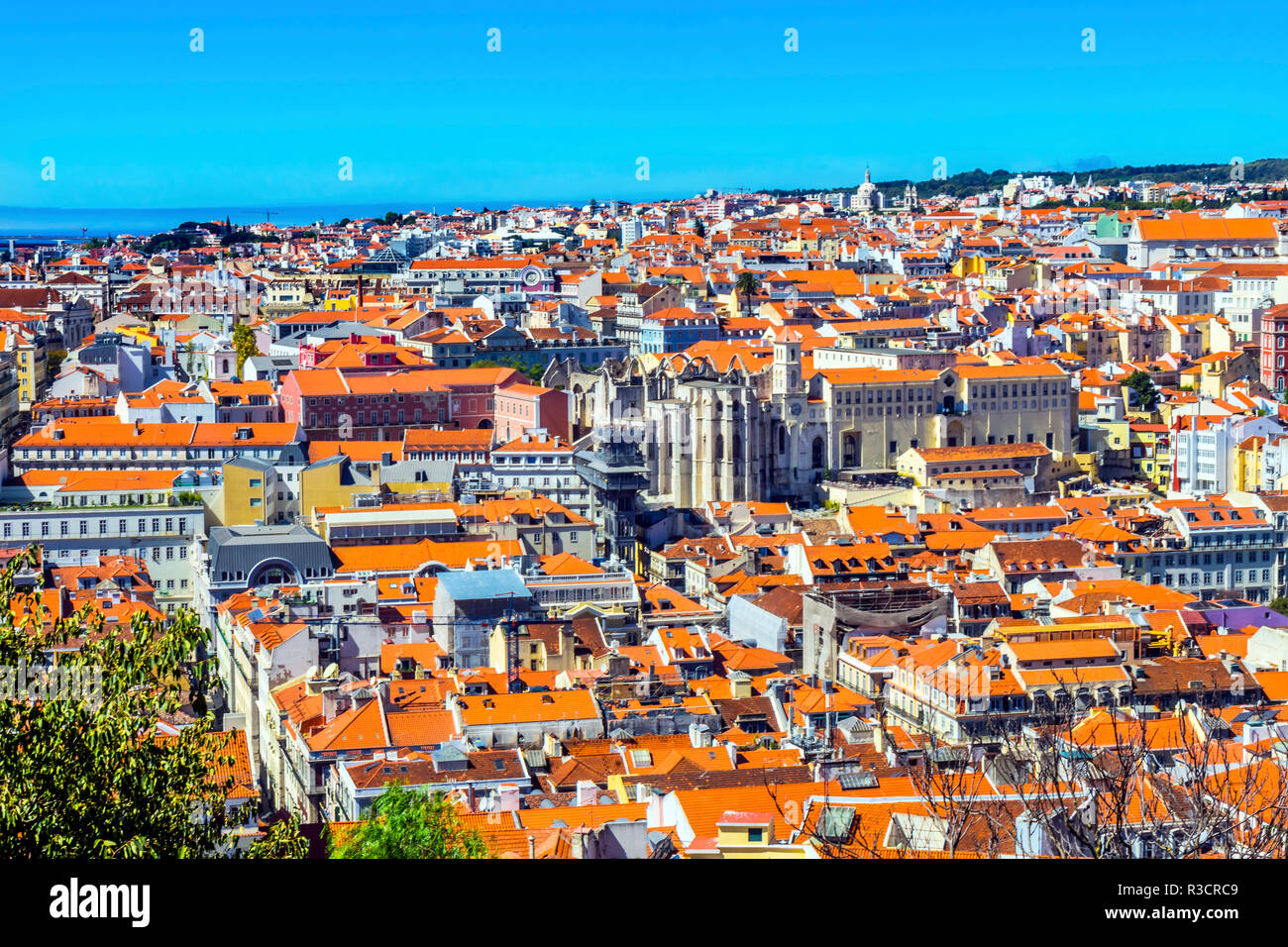 Orange Roofs, Lisbon, Portugal. View from Castelo de San Jorge from ...