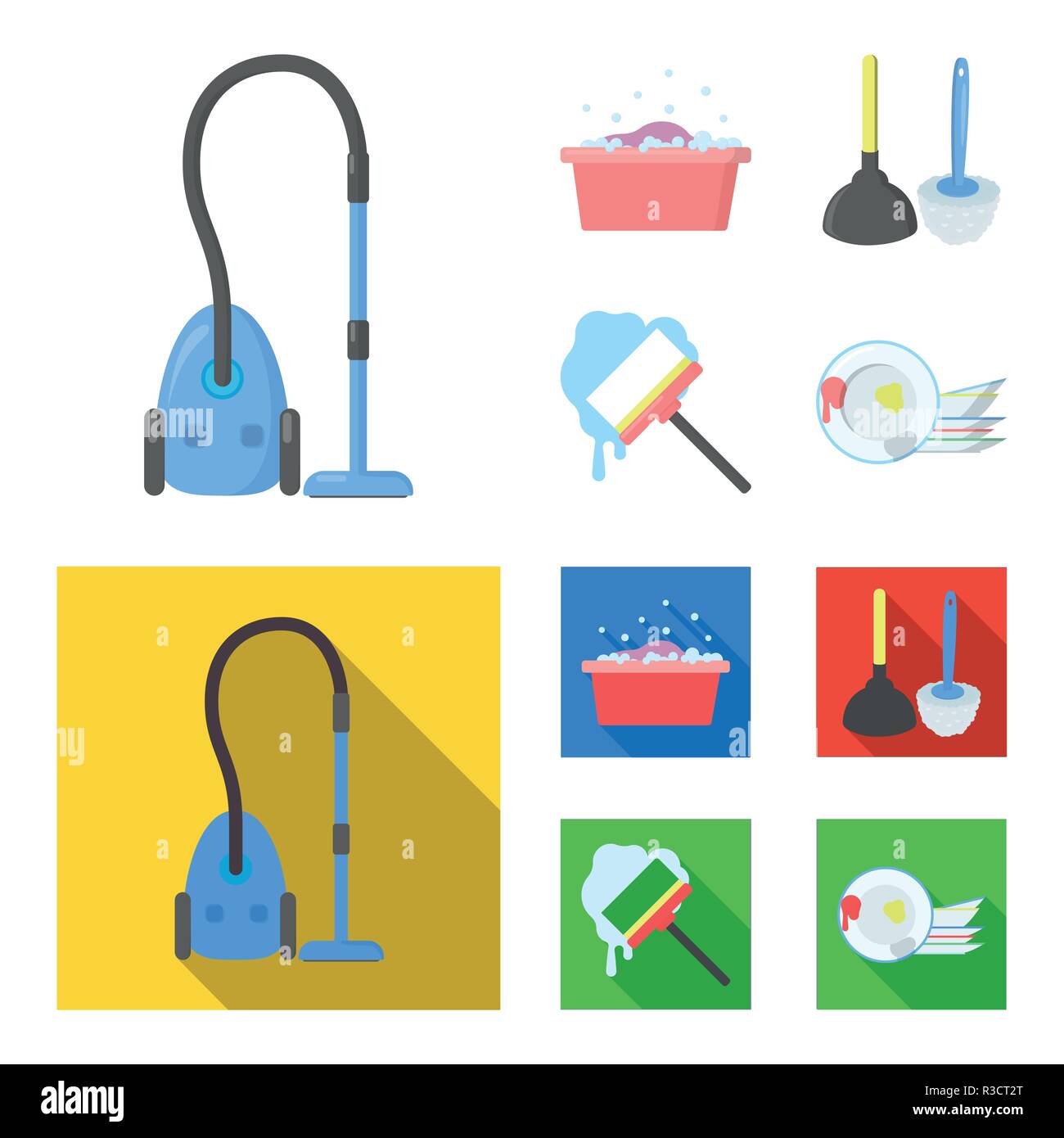 Cleaning and maid cartoon,flat icons in set collection for design ...