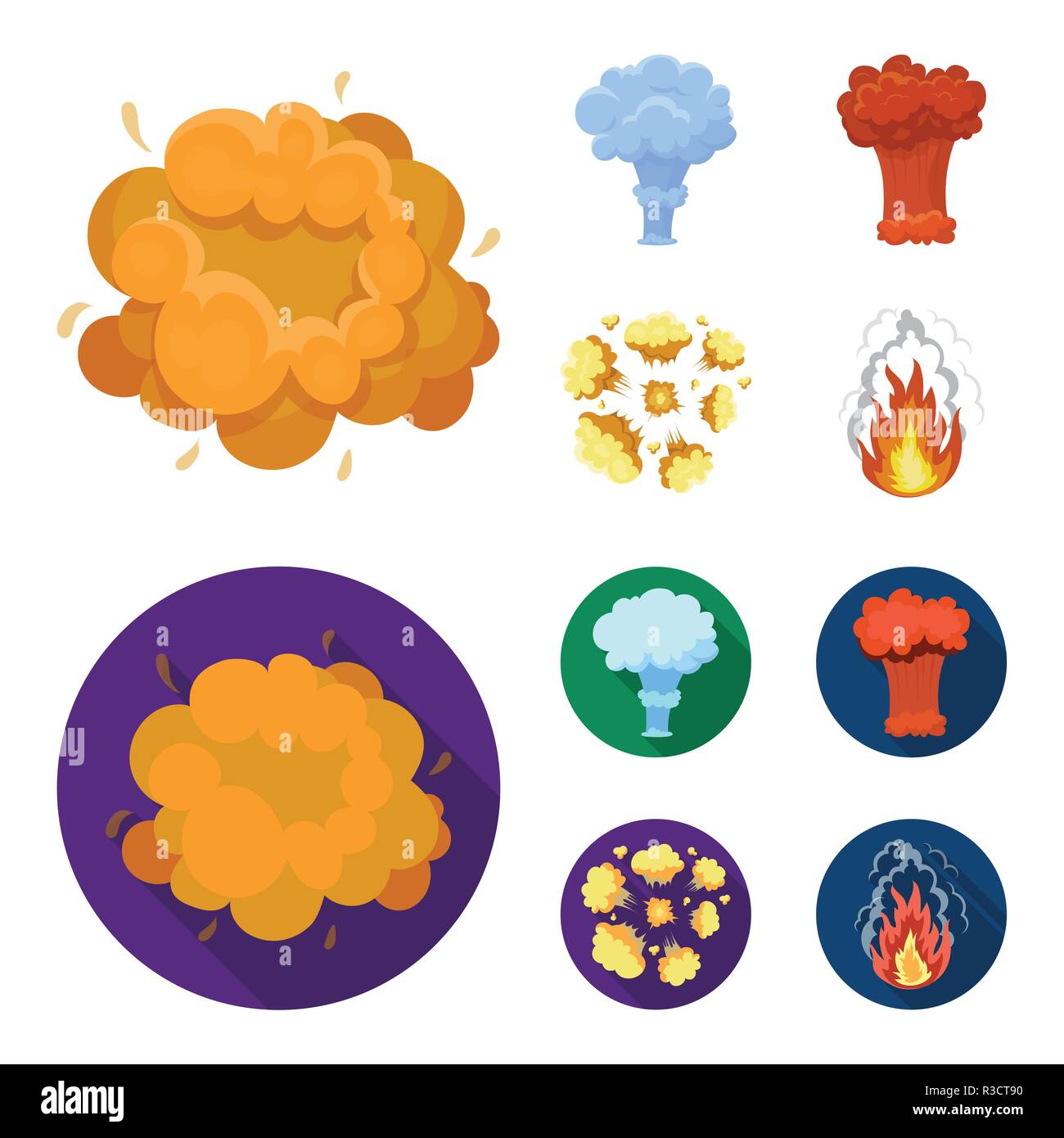 Flame, sparks, hydrogen fragments, atomic or gas explosion. Explosions ...