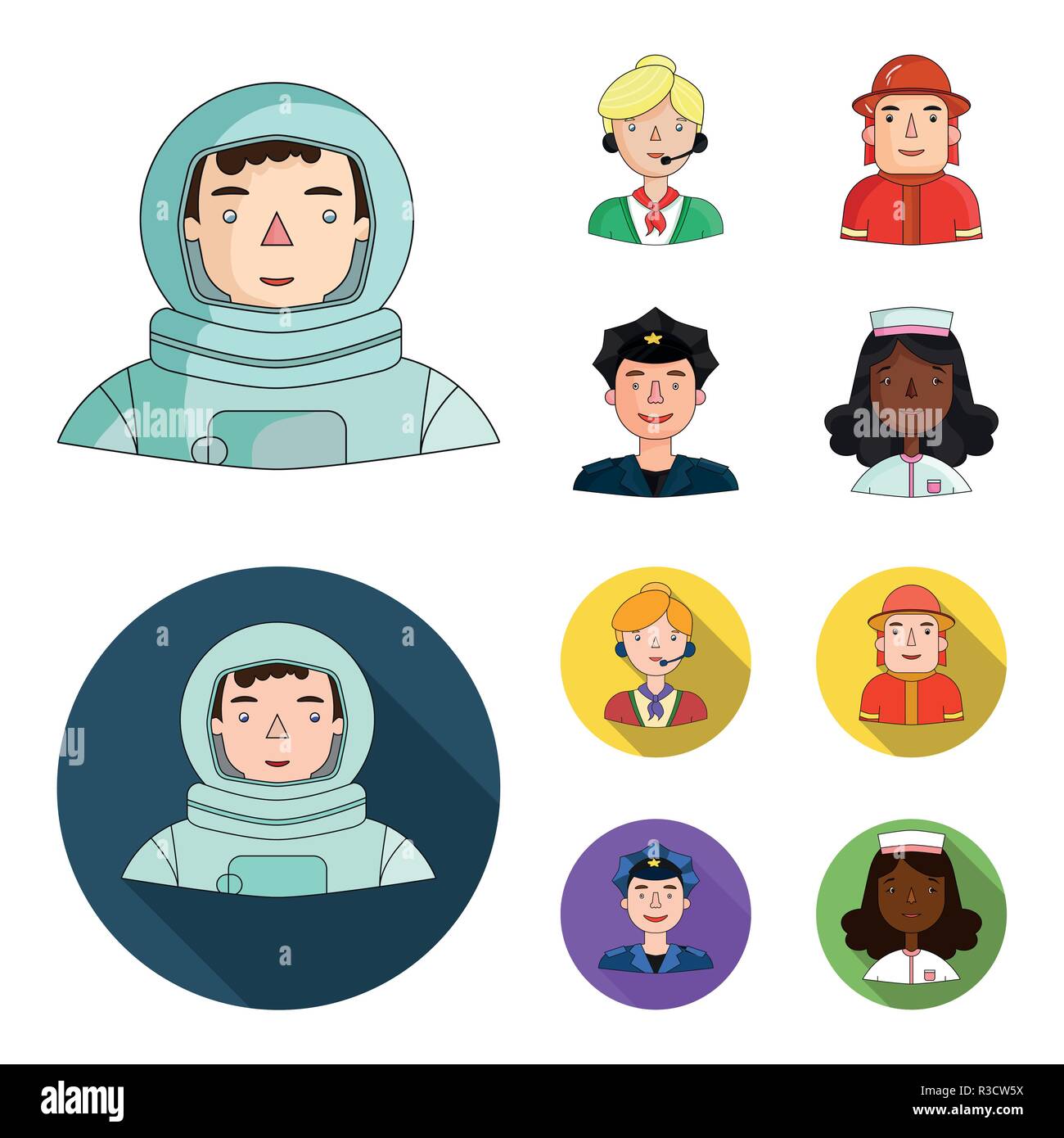 An astronaut in a spacesuit, a co-worker with a microphone, a fireman ...