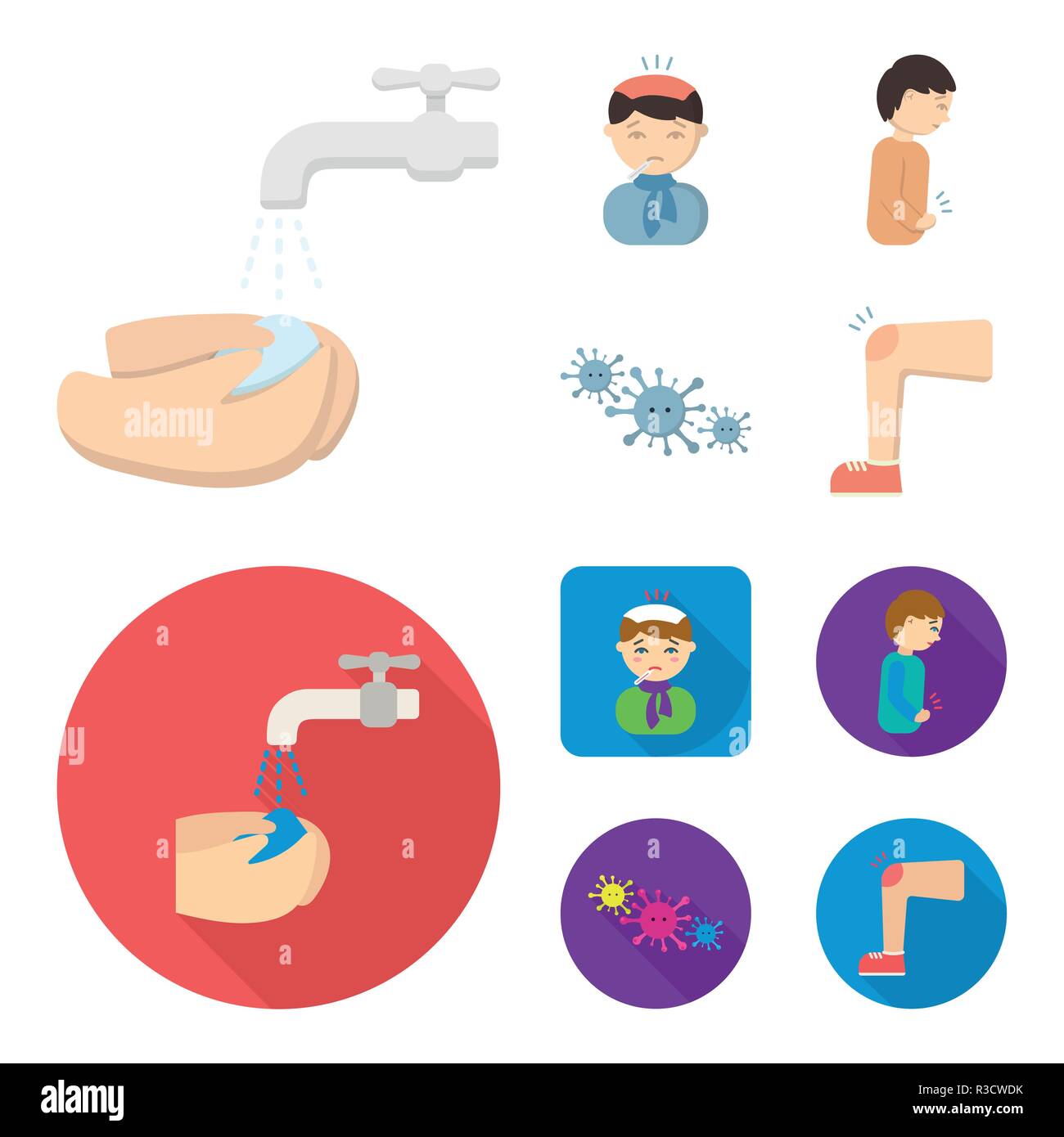 Under a tap with water wash their hands, the patient with a hot-water ...