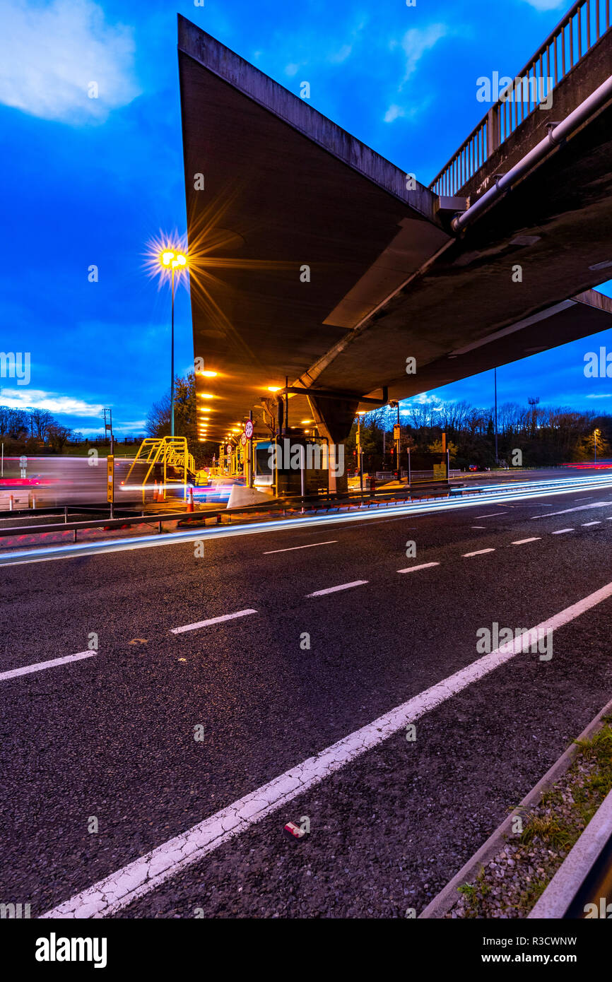 Toll plaza, M48 Severn River crossing, Aust, Bristol. The tolls between ...