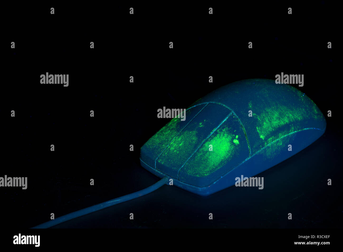 Forensic science, splattering of fingerprints on computer keyboard and ...