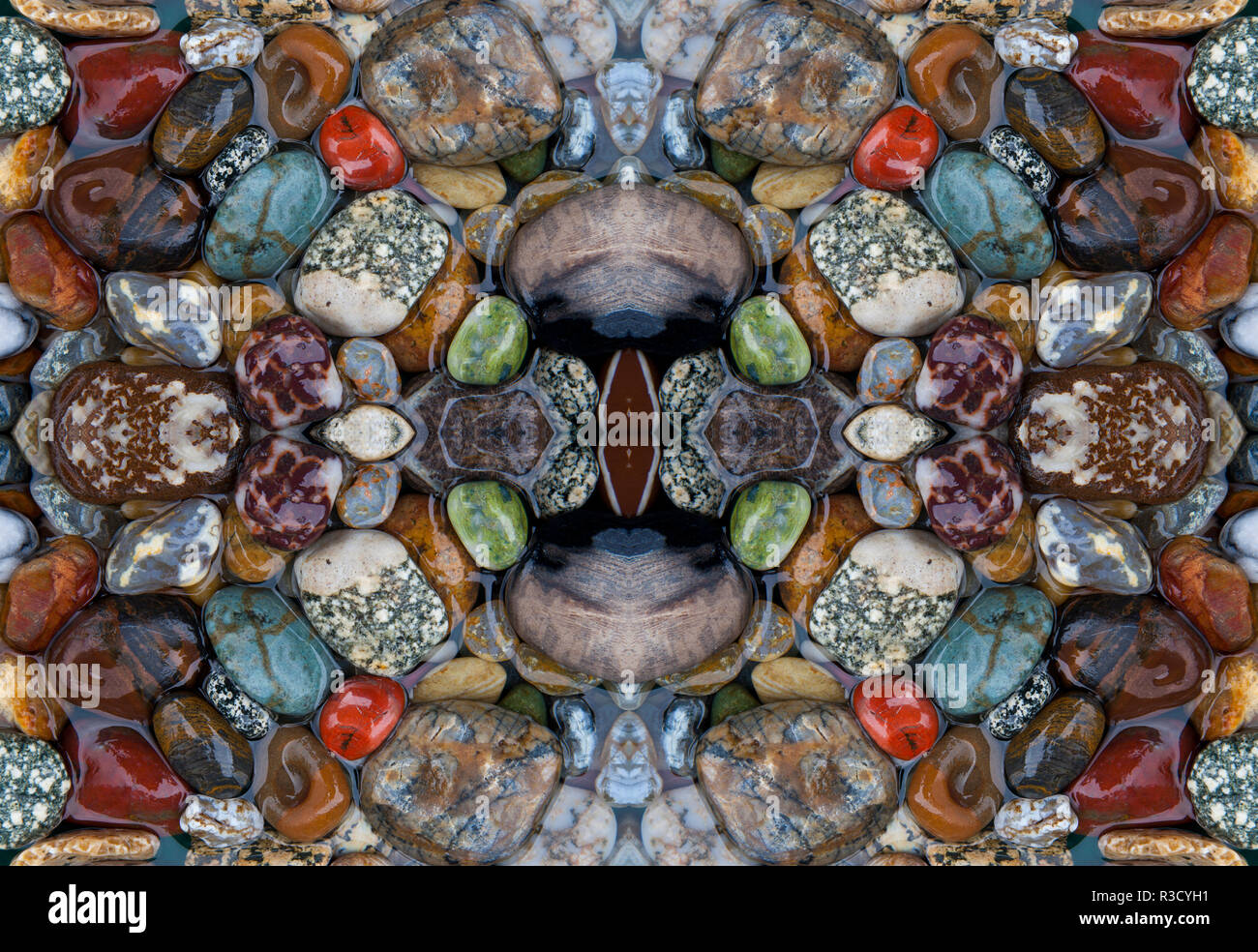 Digital composite of colorful pebbles in water Stock Photo - Alamy