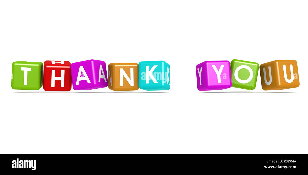 Colorful cube with thank you word, 3D rendering Stock Photo - Alamy