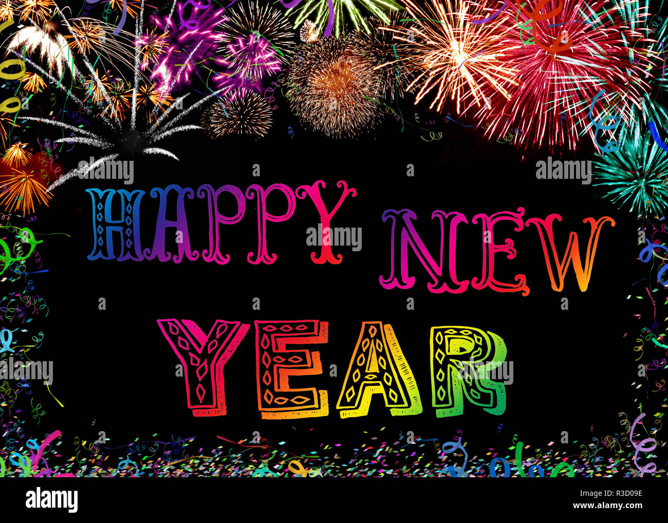 Happy new year colorful letters hi-res stock photography and images - Alamy