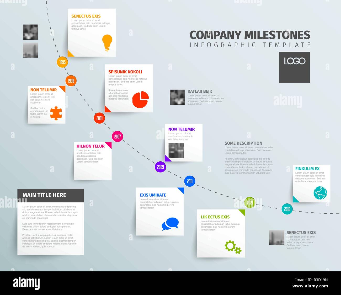 Vector Infographic time report template with diagonal timeline, icons ...