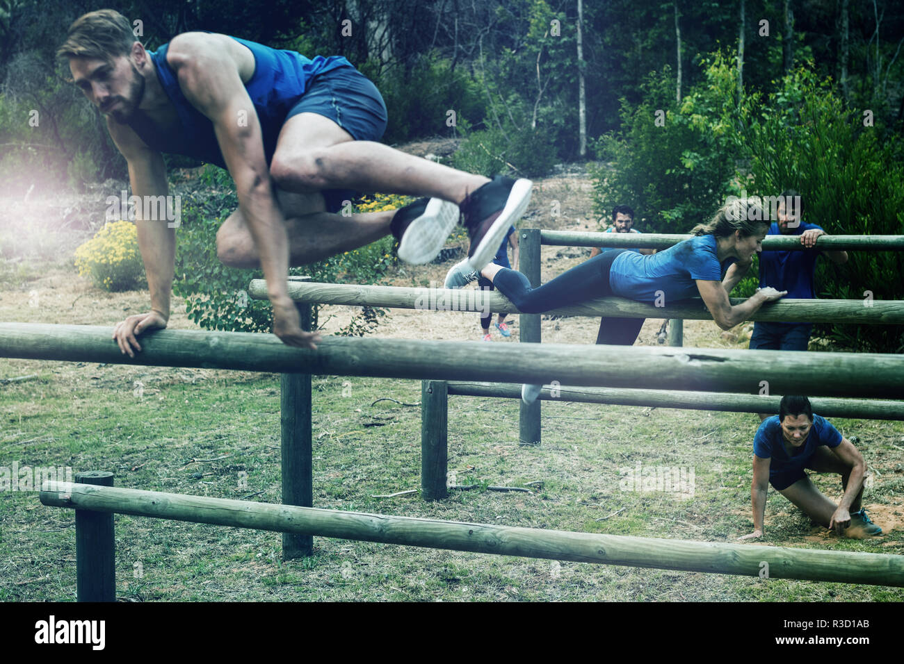 Military physical training over obstacle hi-res stock photography and ...