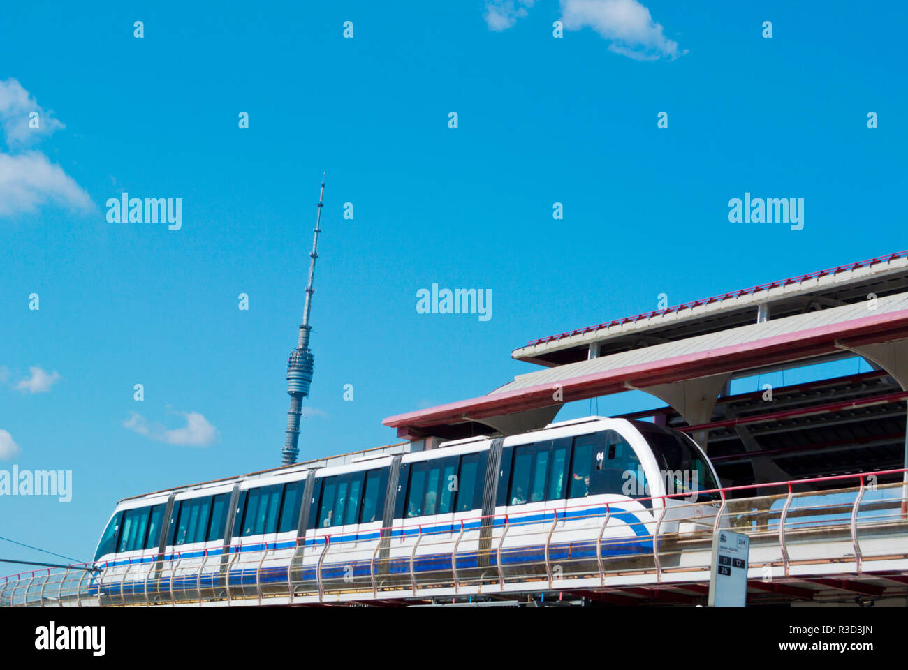 Monorail, at VDNKh, with Ostankino tower in background, Ostankinsky ...