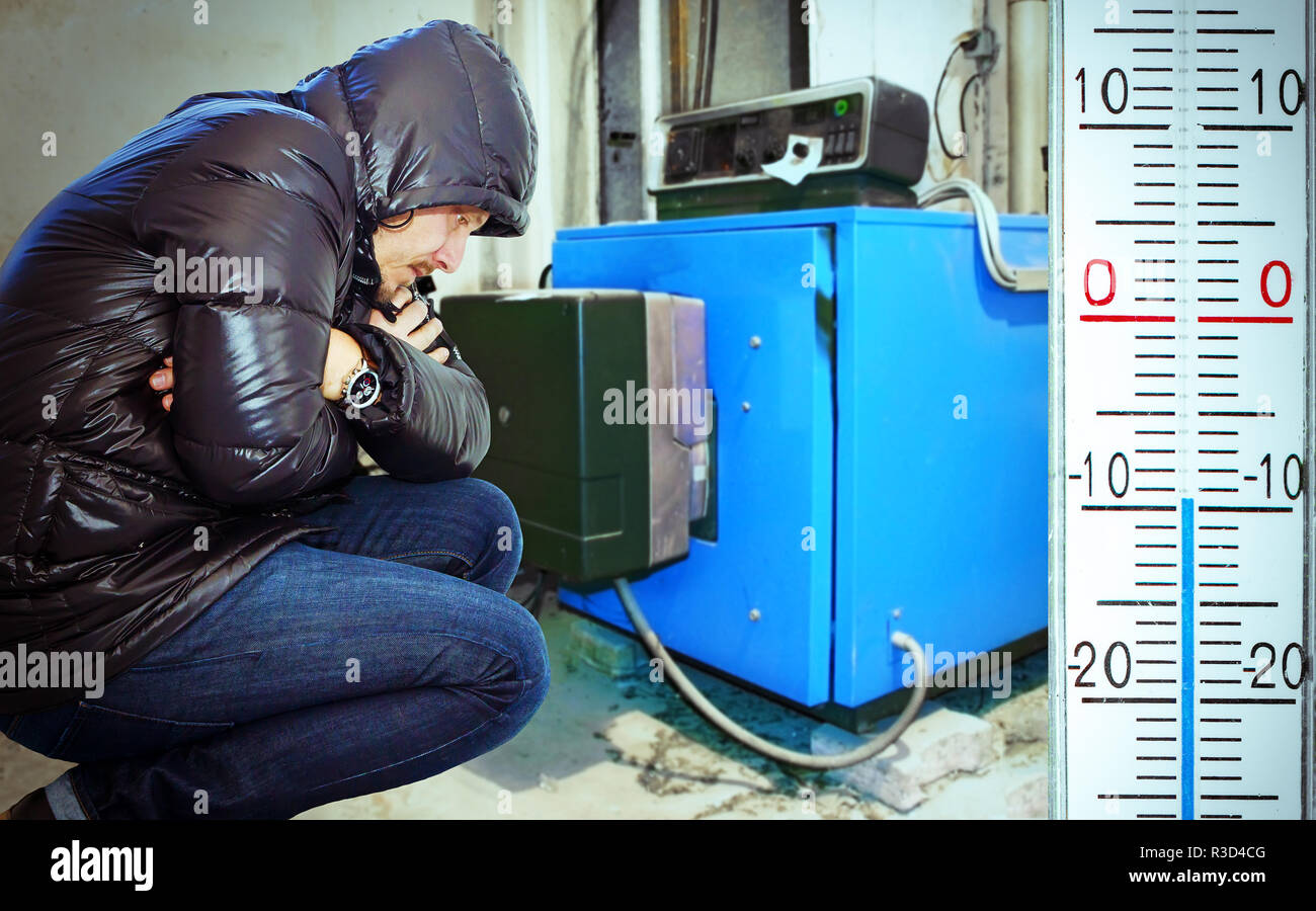 Freezing cold at home man hi-res stock photography and images - Alamy