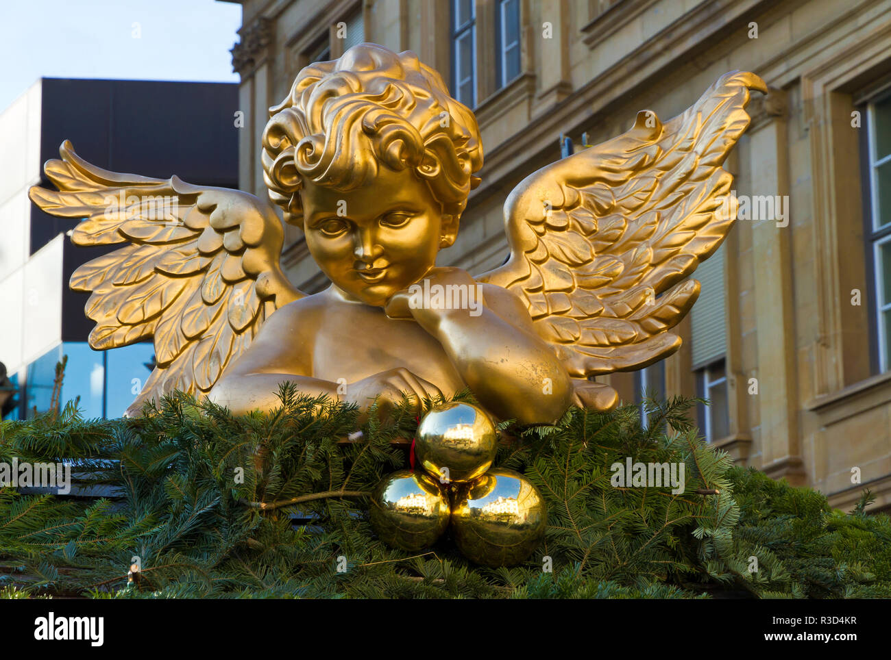 Golden angel on the christmas market in Stuttgart, Germany Stock Photo ...