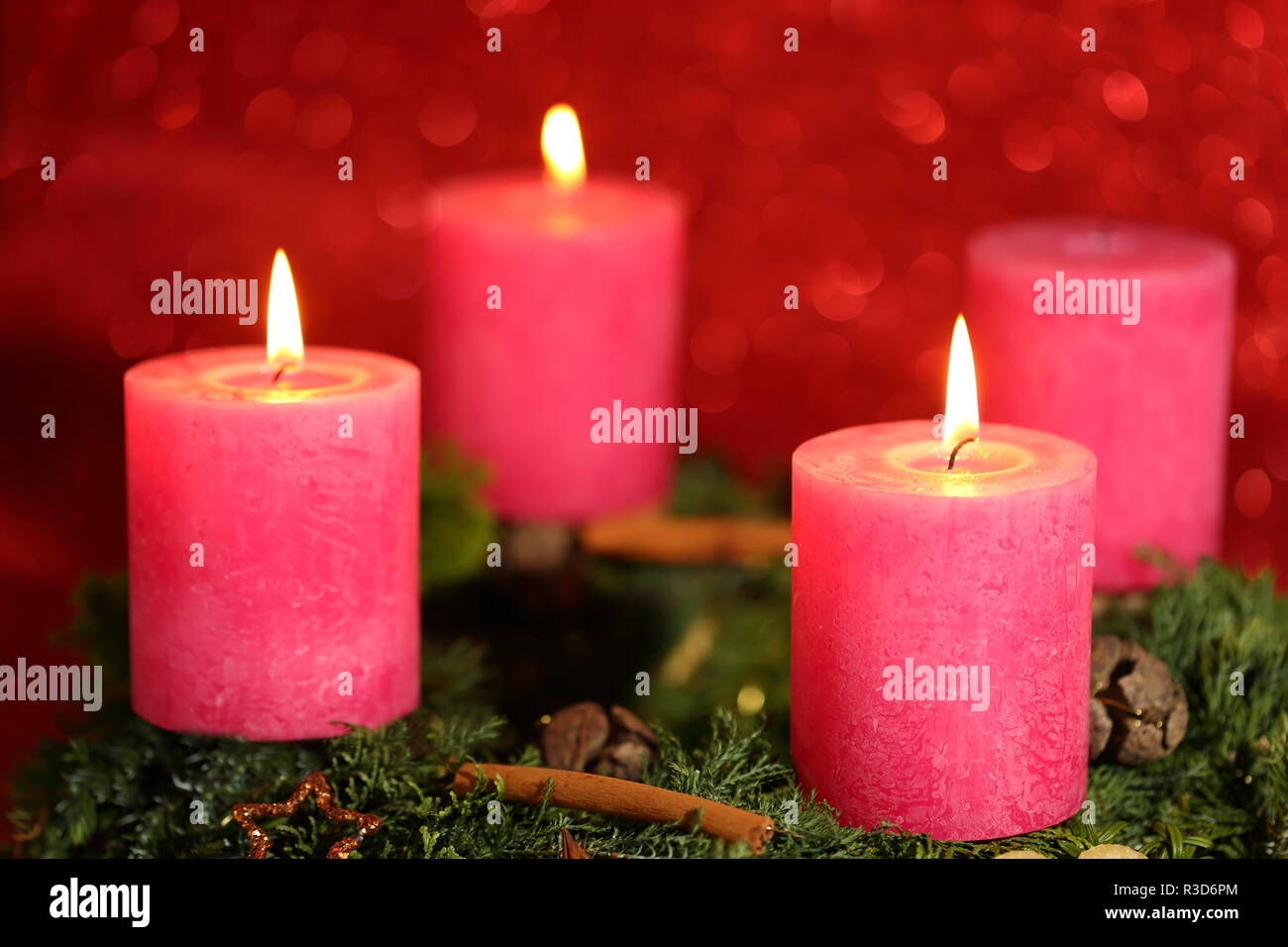 three advent candles Stock Photo - Alamy