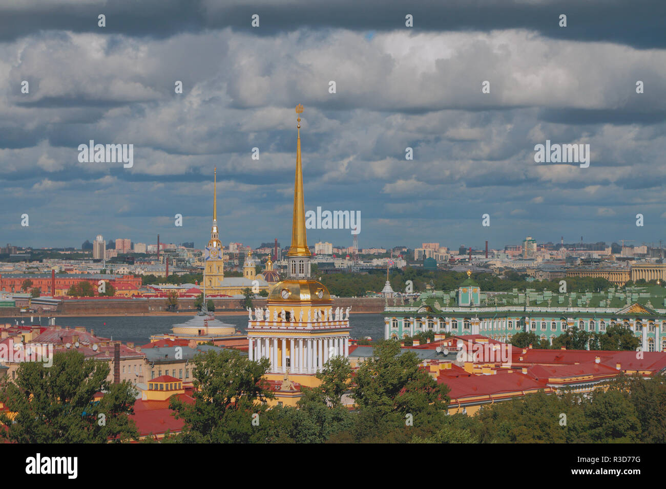 Roofs and city under clouds. St. Petersburg, Russia Stock Photo - Alamy