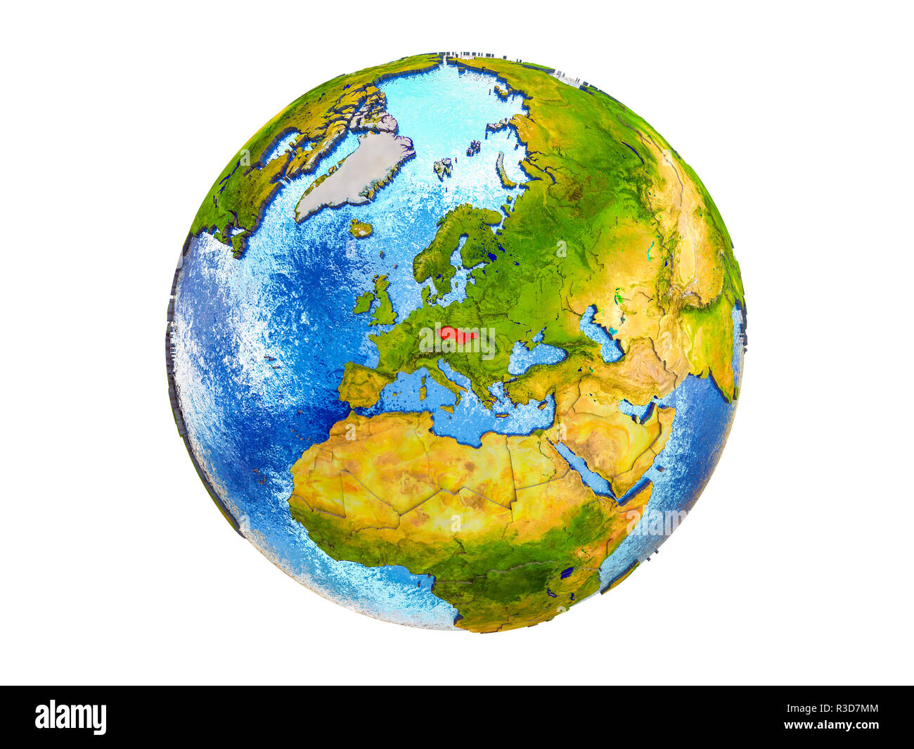 Former Czechoslovakia on 3D model of Earth with country borders and ...