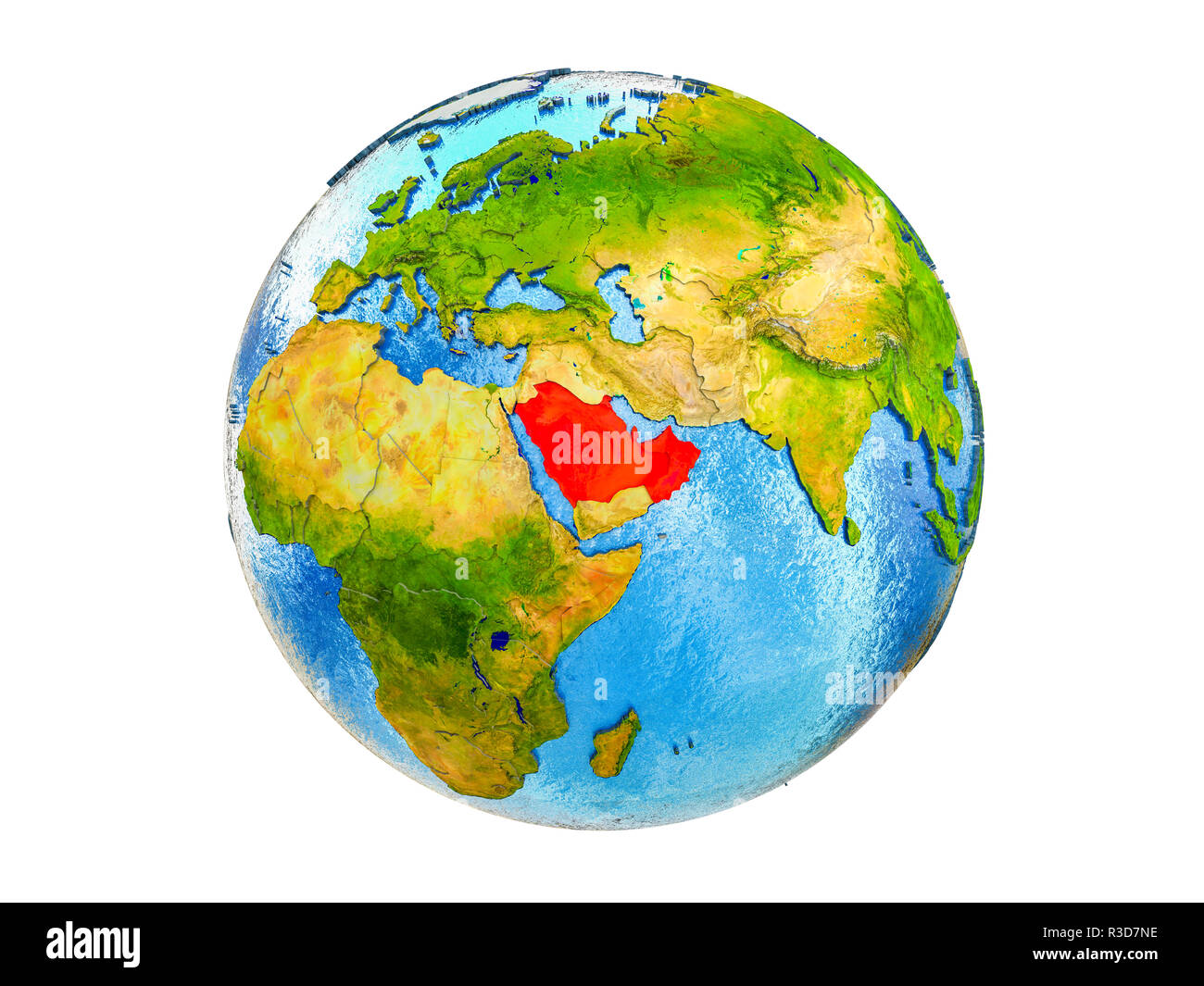 CCASG countries on 3D model of Earth with country borders and water in ...