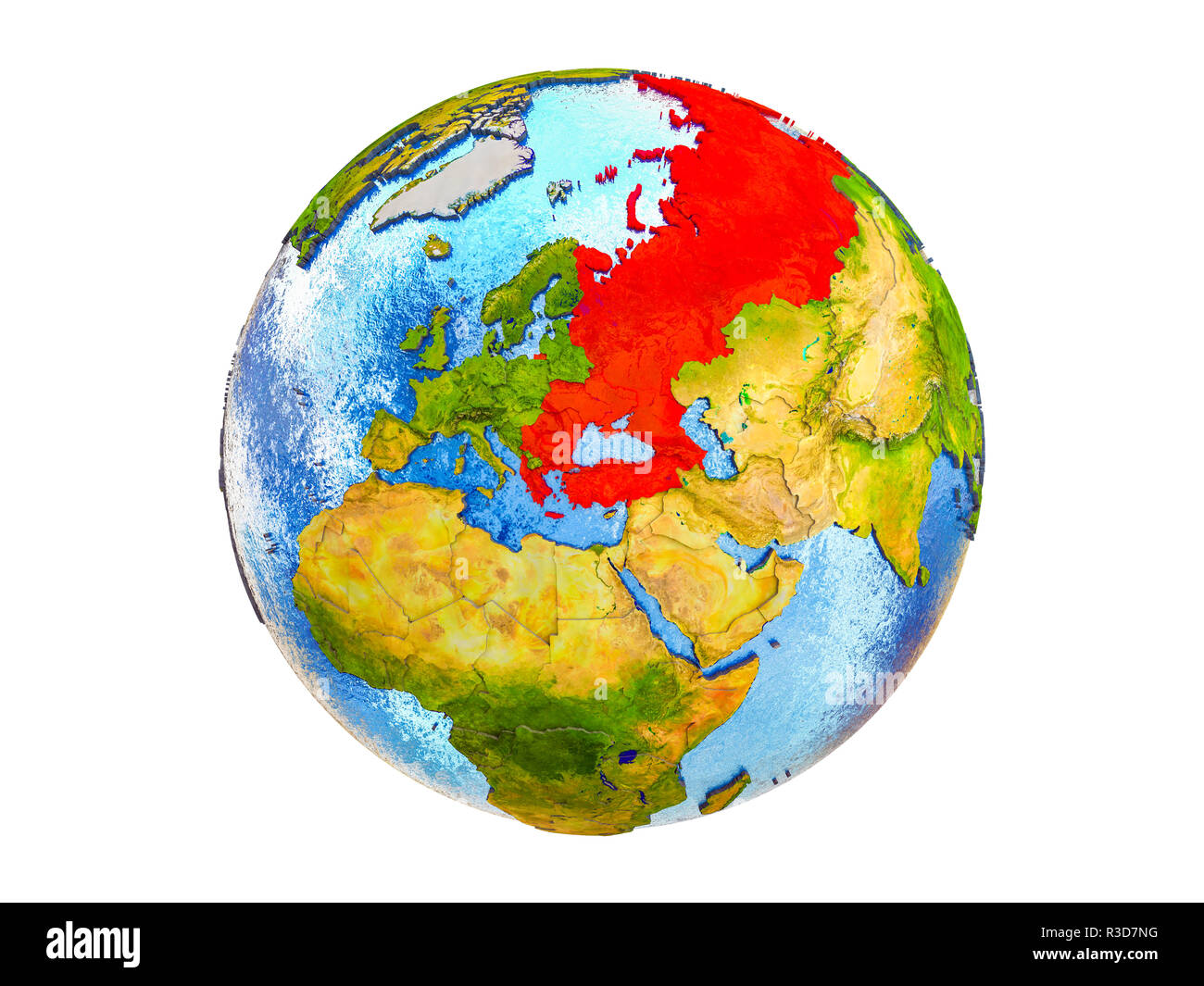 BSEC countries on 3D model of Earth with country borders and water in ...