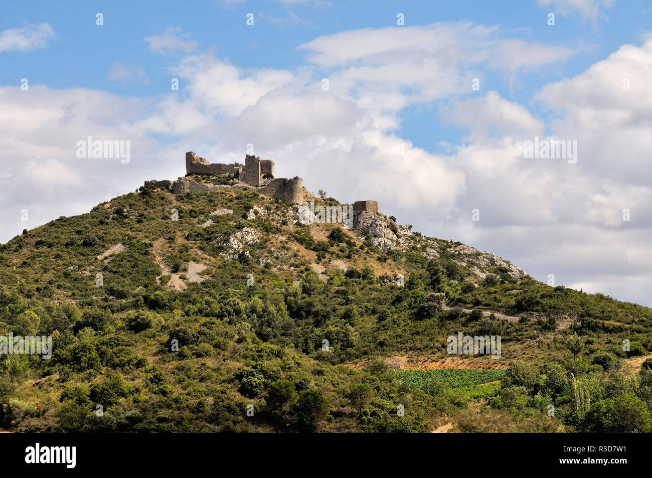 Cathar castle "Chateau d Aguilar in the town of Tuchan (south of France ...