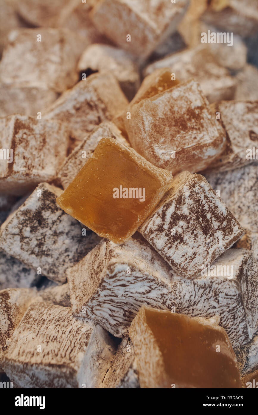 Turkish delight or lokum is a family of confections based on a gel of ...