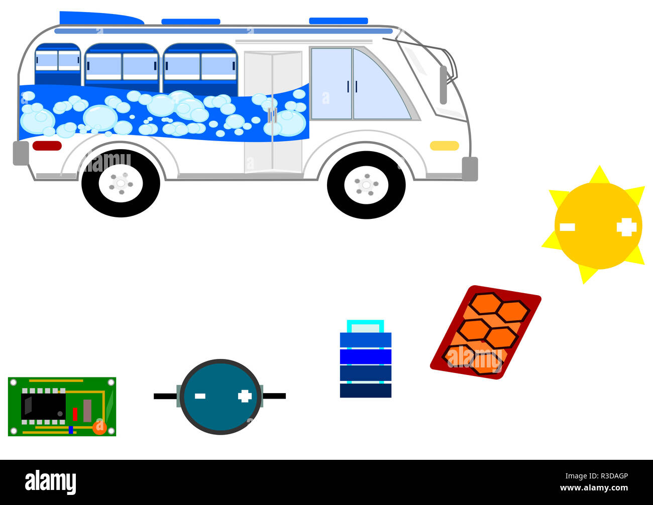 Electric bus elements, electrical bus parts Stock Photo - Alamy