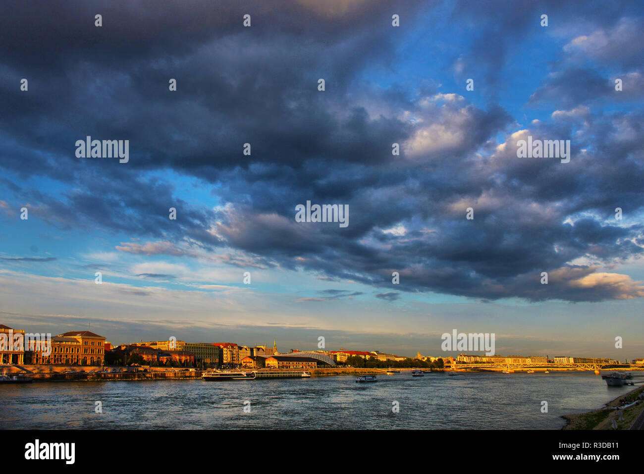 Budapest Hungary Sunset Panorama of Budapest Hungary with the Chain ...