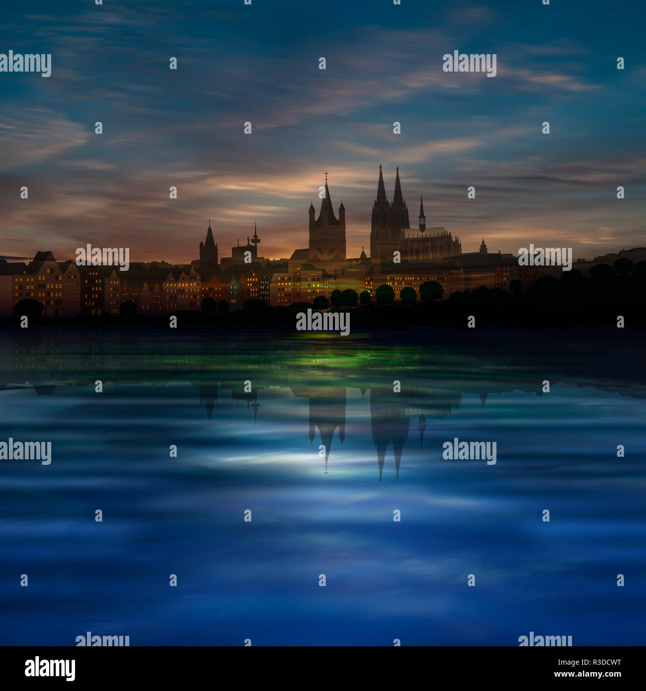 Cologne cathedral outline hi-res stock photography and images - Alamy