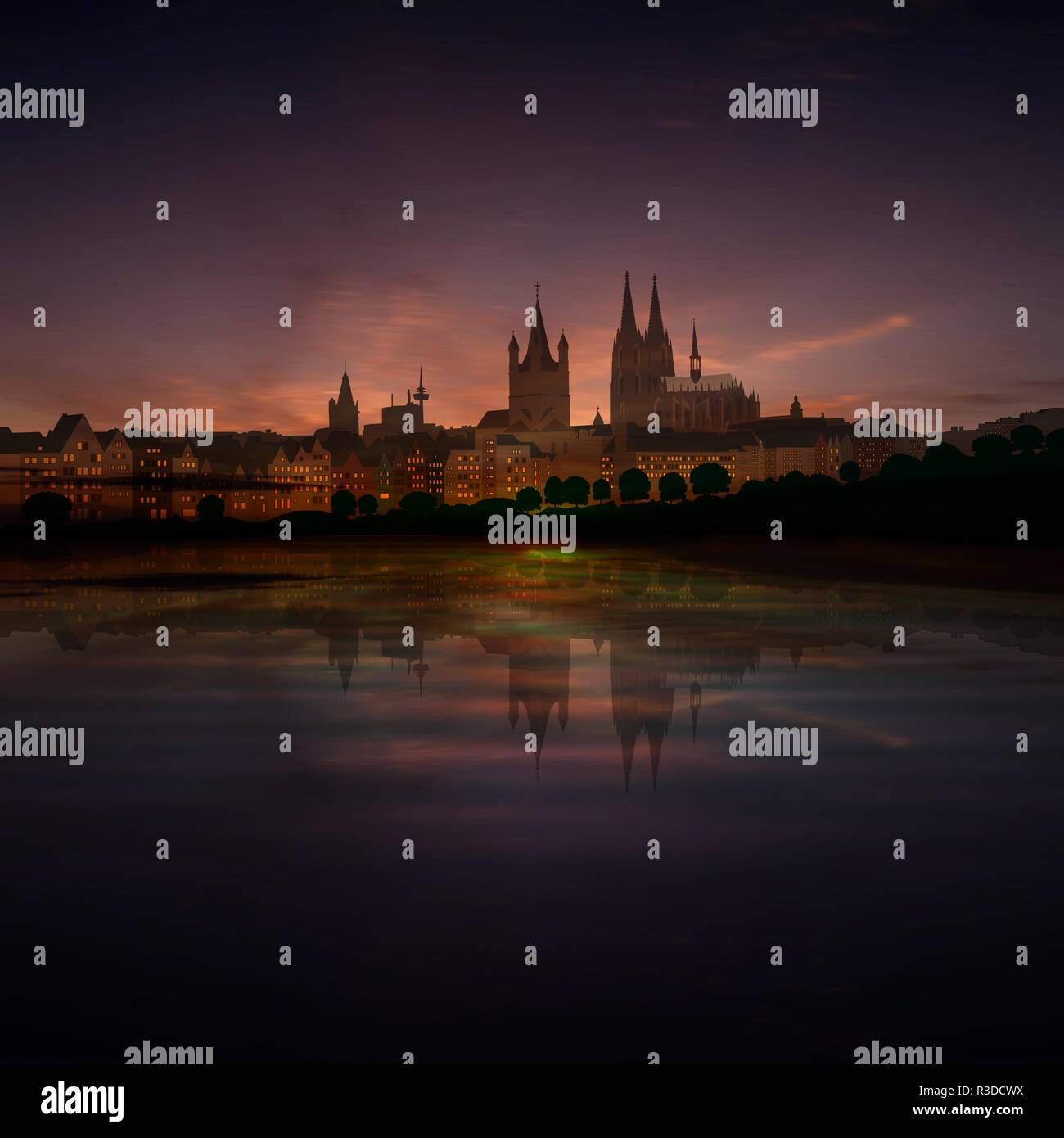 Cologne cathedral outline hi-res stock photography and images - Alamy