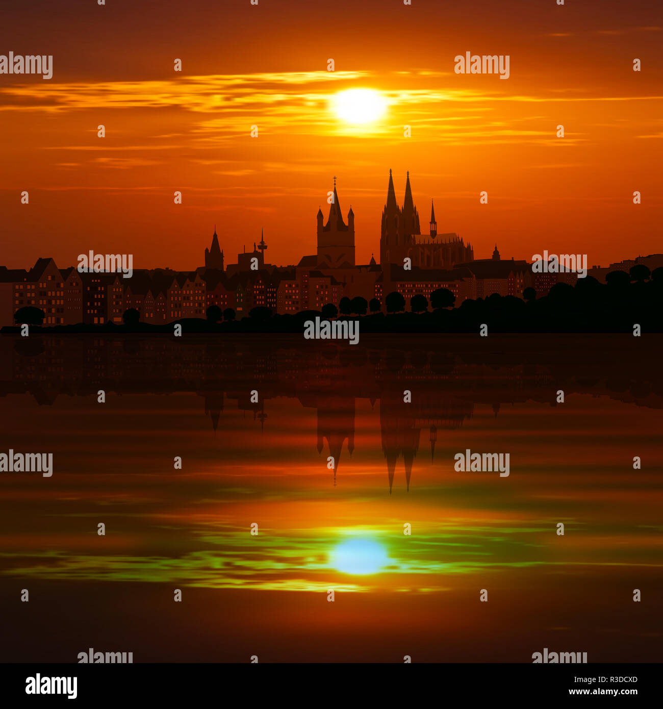 Cologne cathedral outline hi-res stock photography and images - Alamy
