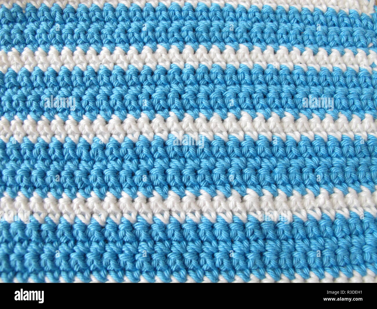crochet background of crochet in white and blue Stock Photo - Alamy