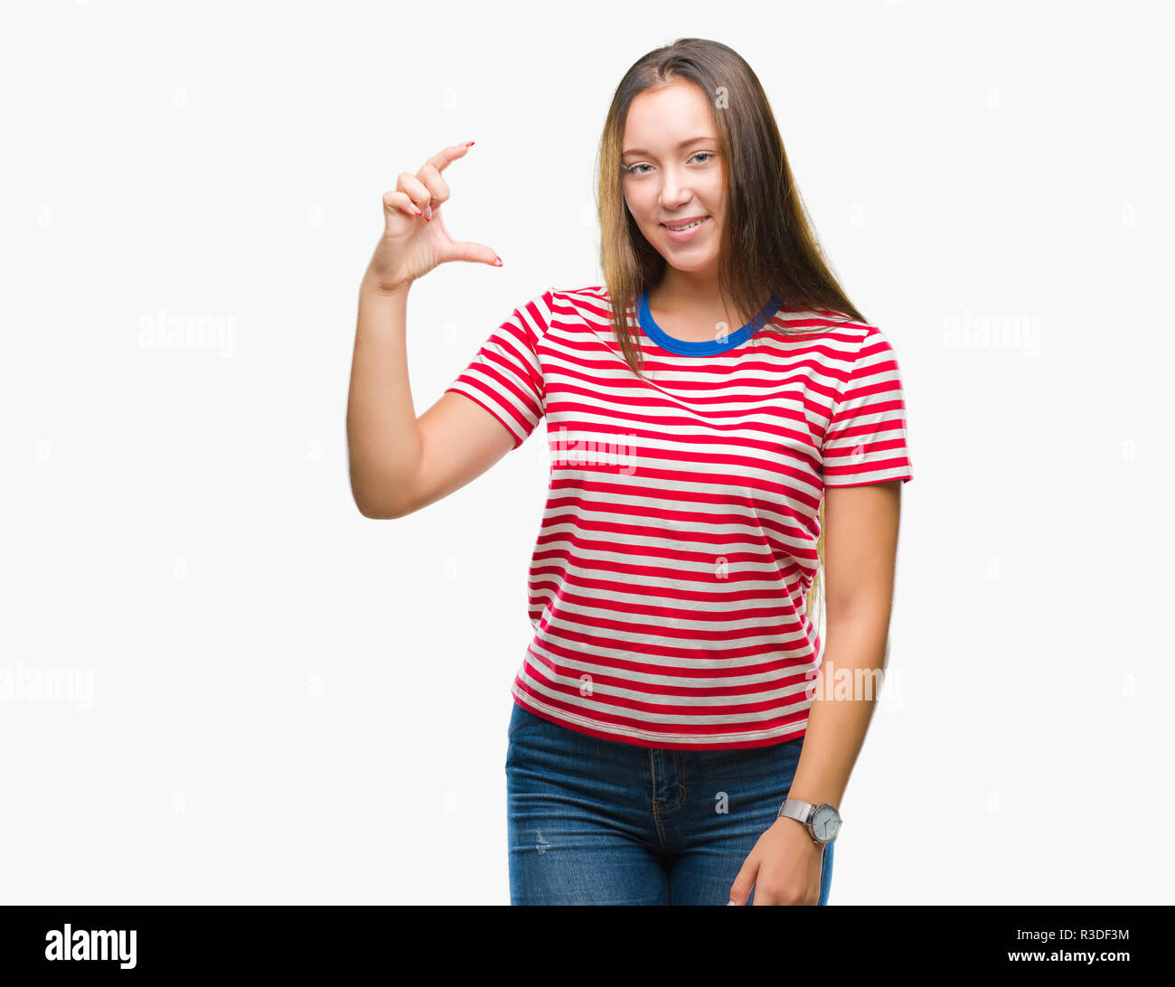 Caucasian hand showing small size hi-res stock photography and images ...