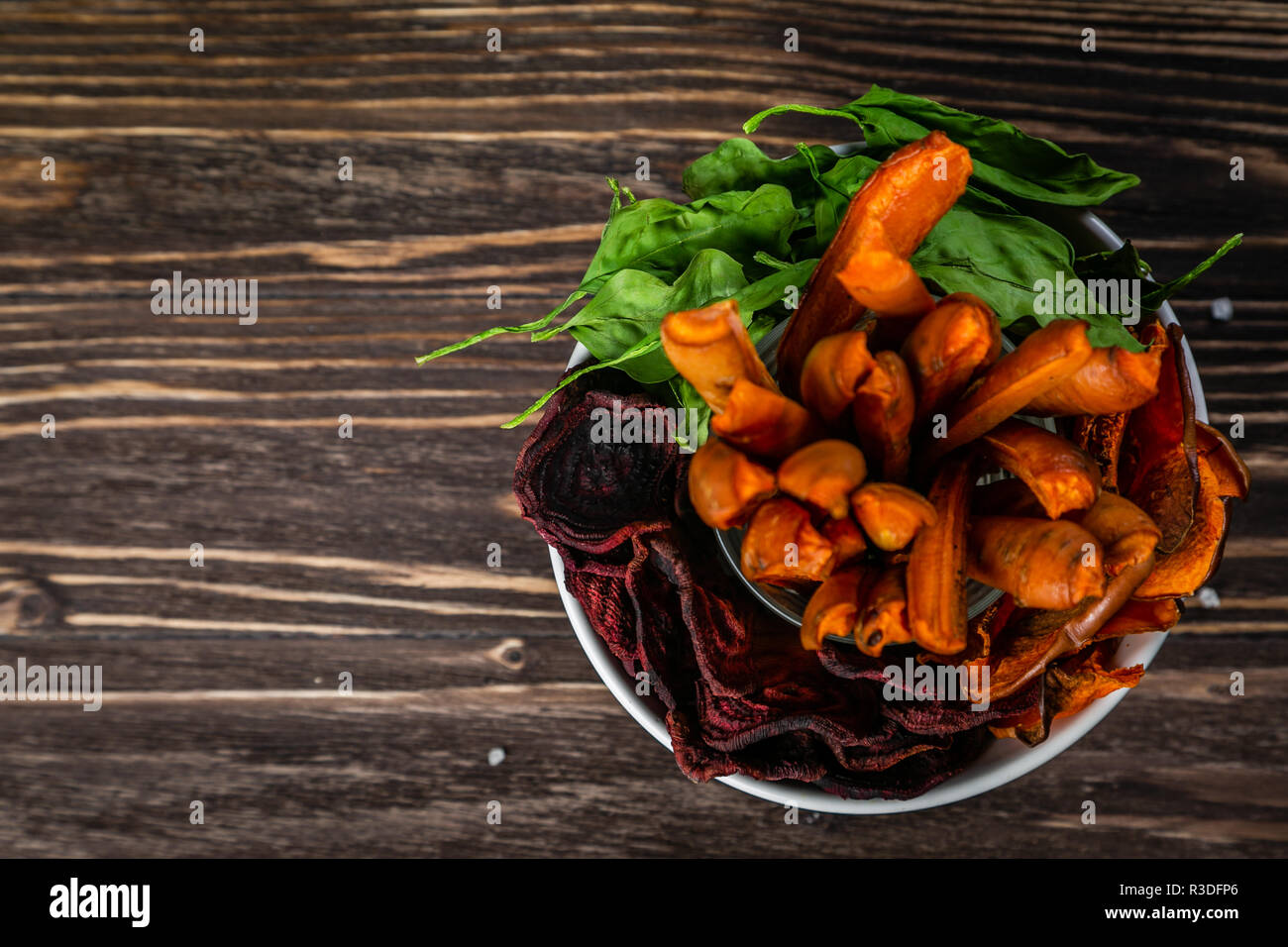 Healthy potato chips alternative - vegetable chips (beet root, pumpkin ...