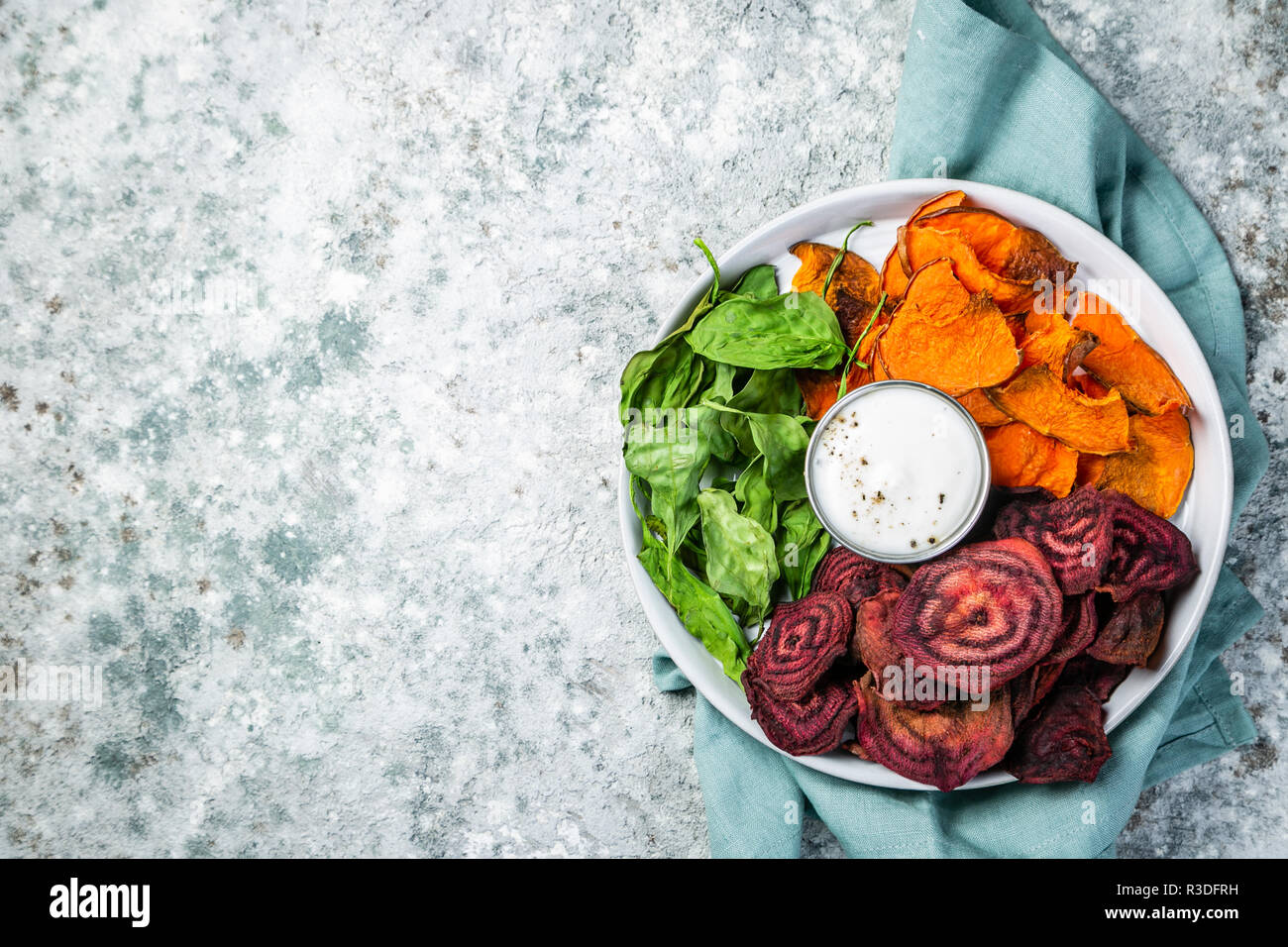 Healthy potato chips alternative - vegetable chips (beet root, pumpkin ...