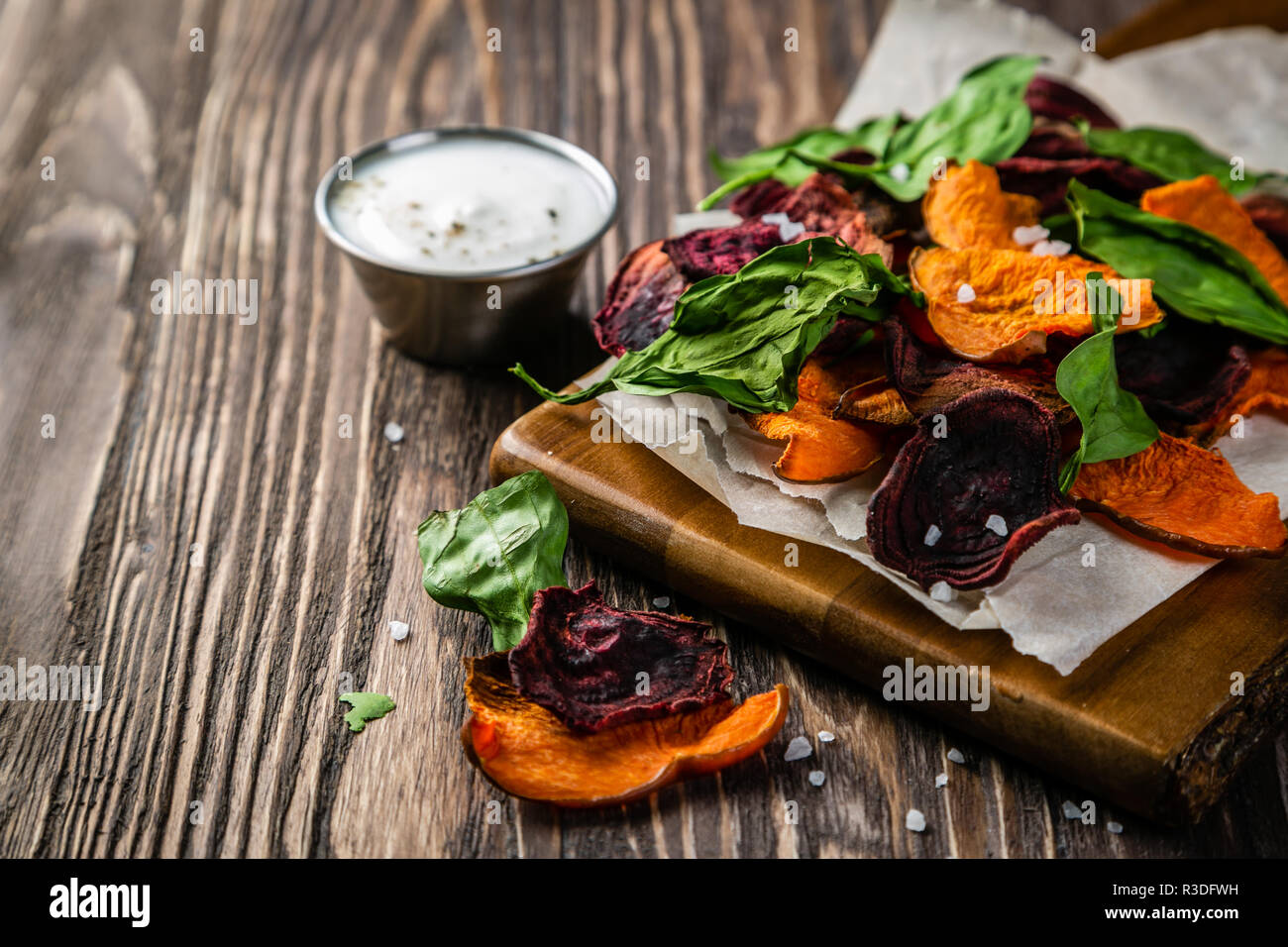 Healthy potato chips alternative - vegetable chips (beet root, pumpkin ...