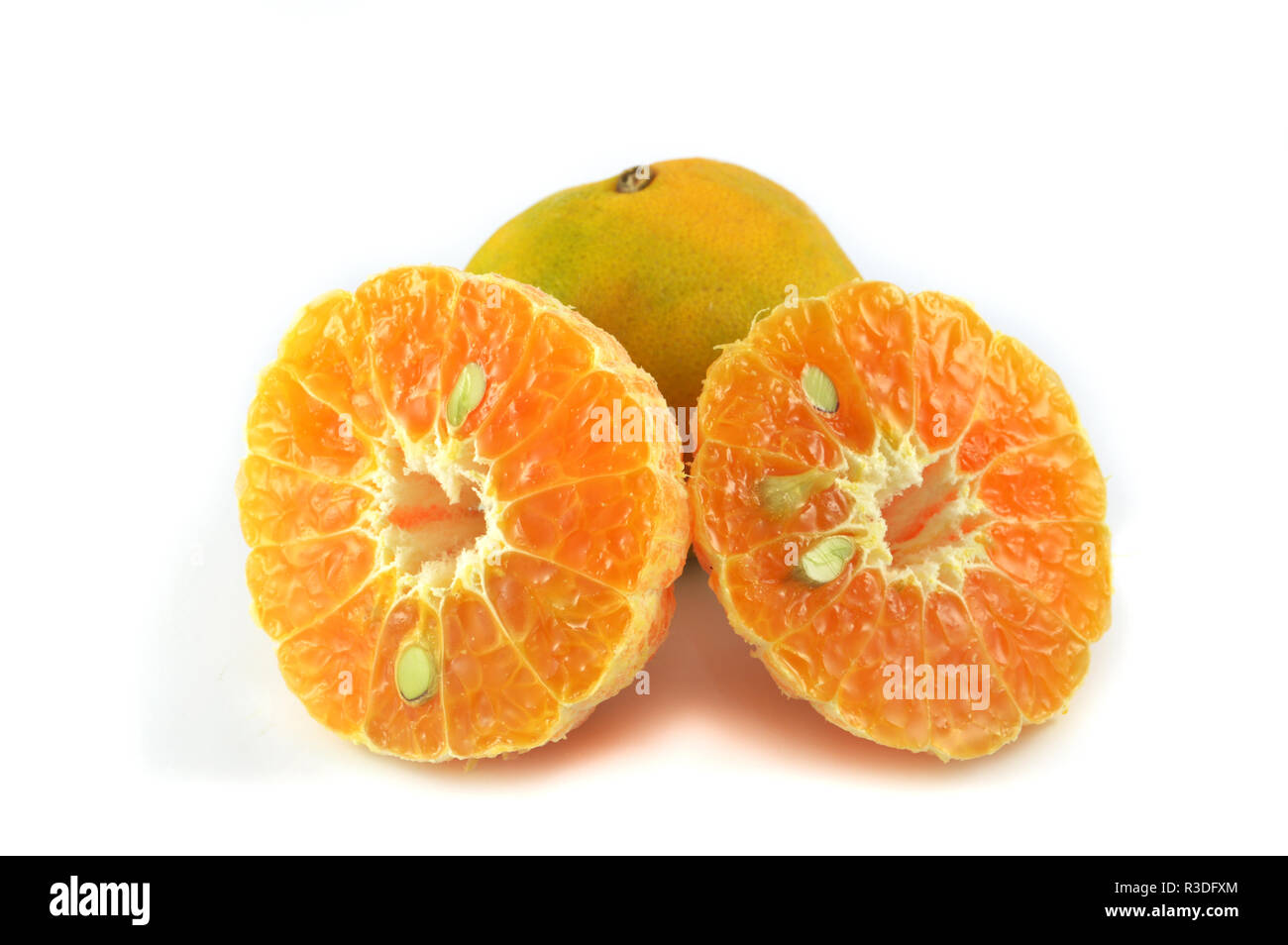half orange fruit isolated / fresh orange Peeled slice half isolated on ...