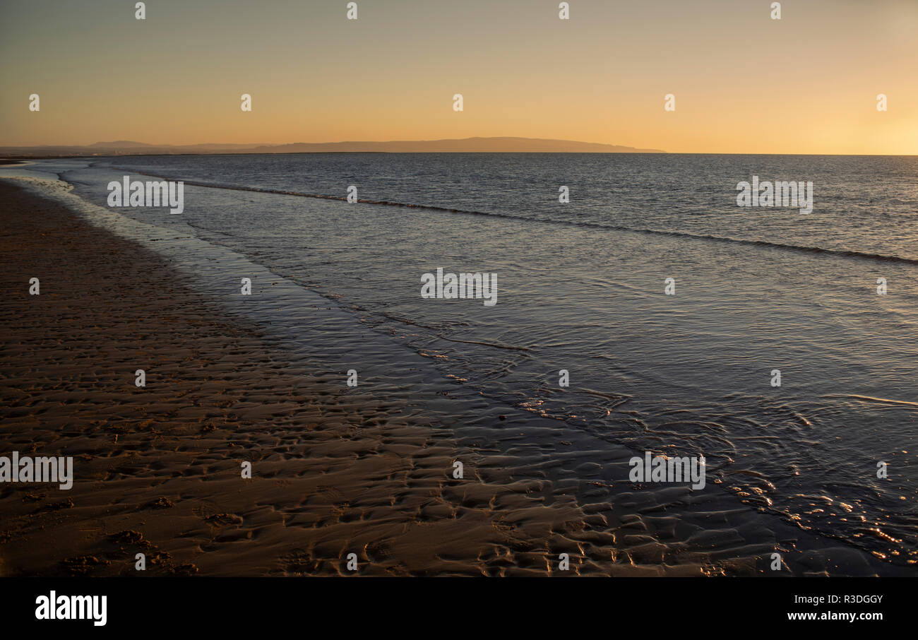 Sunset over Troon Beach, the west coast of Ayrshire in Scotland Stock ...