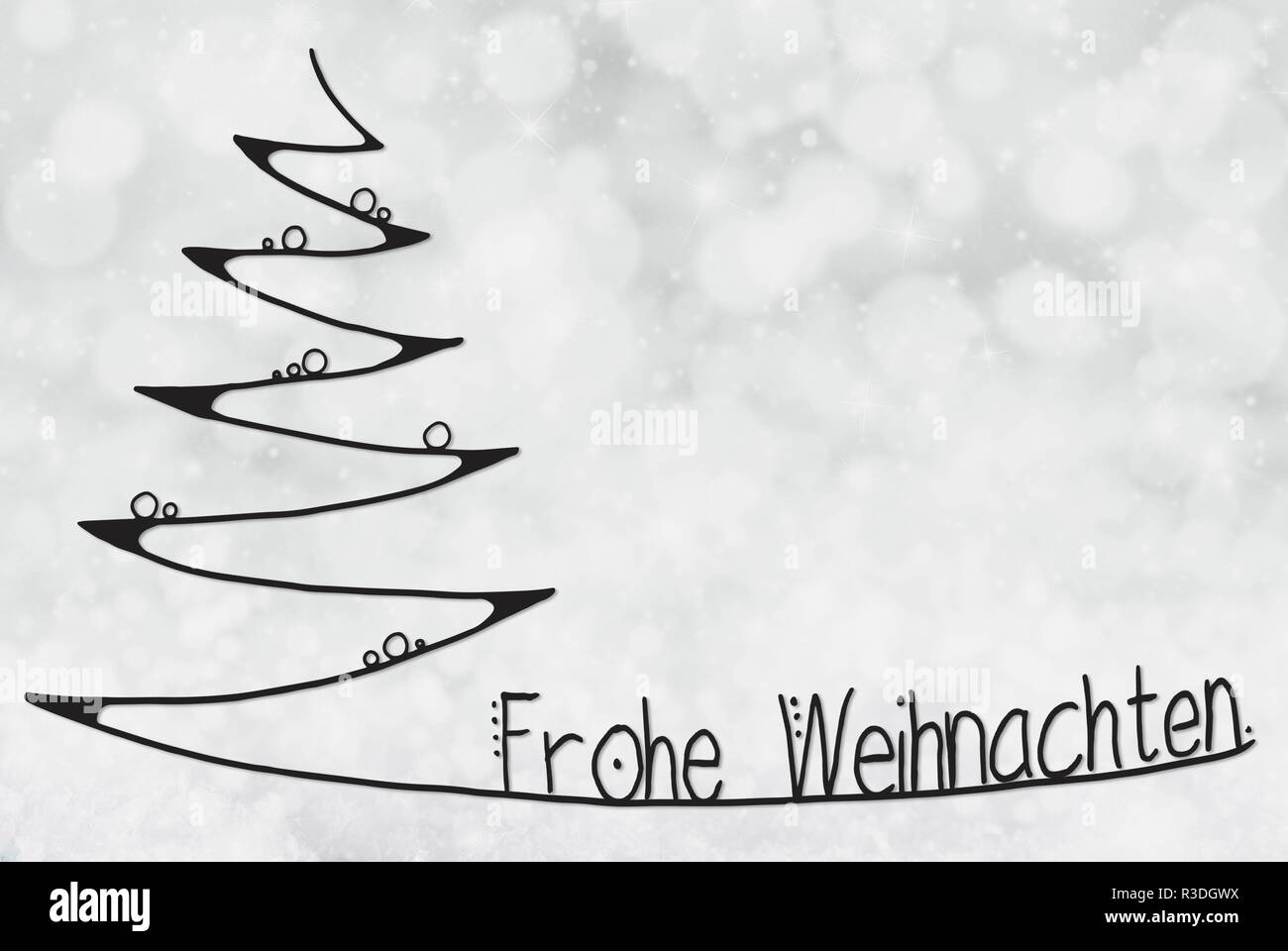 Line Sketch Of Christmas Tree With Christmas Tree Ball Ornament. German ...
