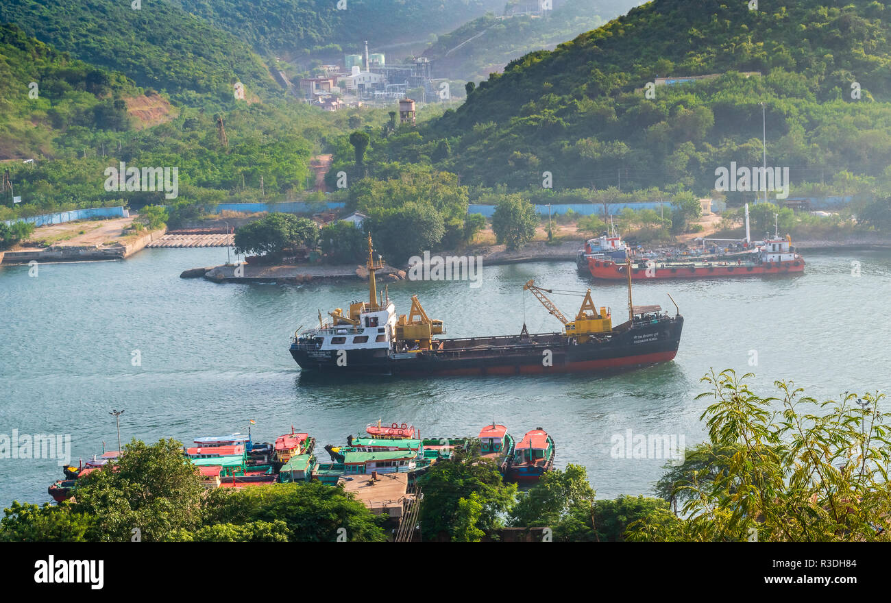 November 13,2018. Visakhapatnam,India. Top view of Gangavaram port with ...