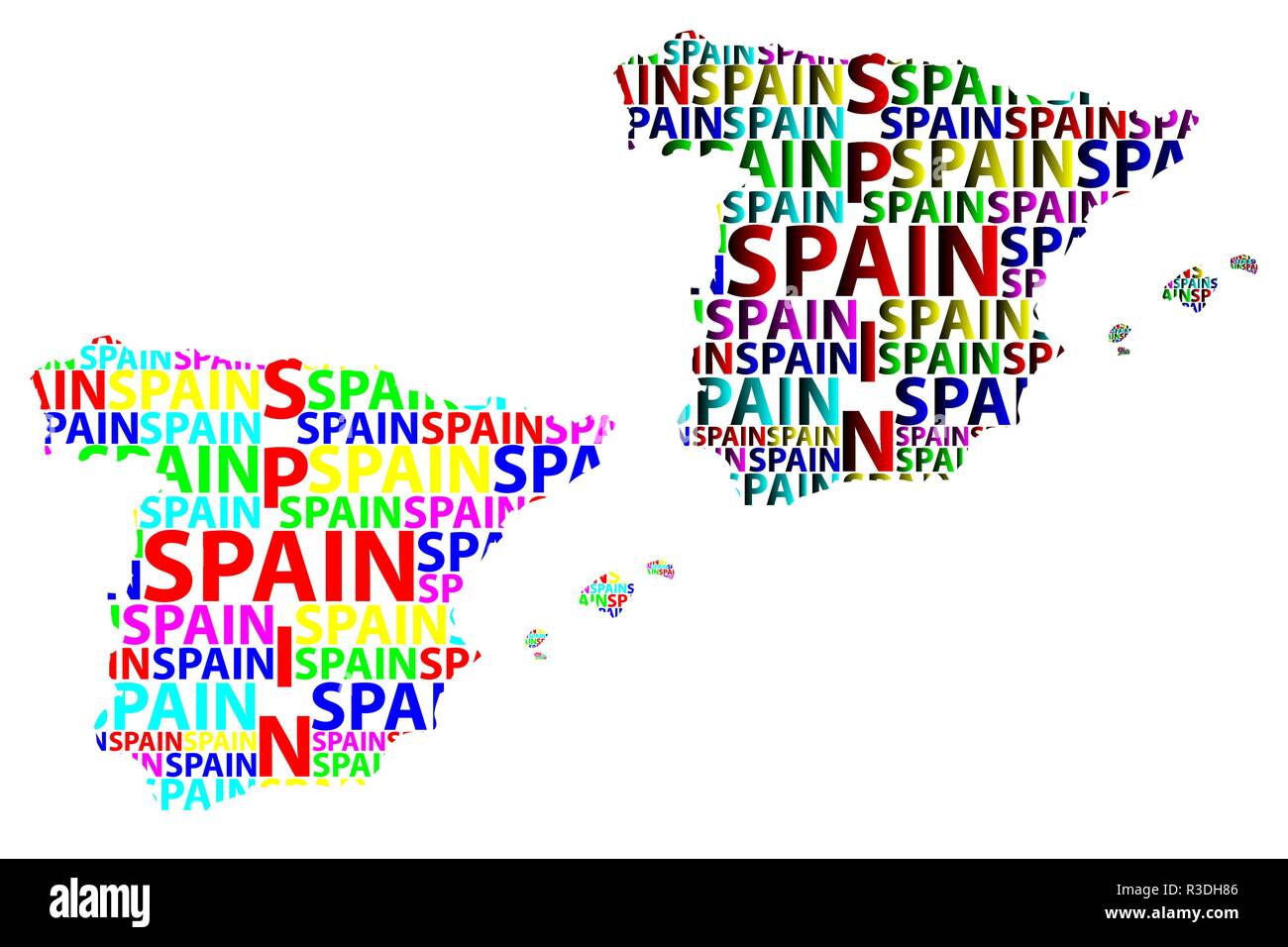 Sketch Spain letter text map, Kingdom of Spain - in the shape of the ...