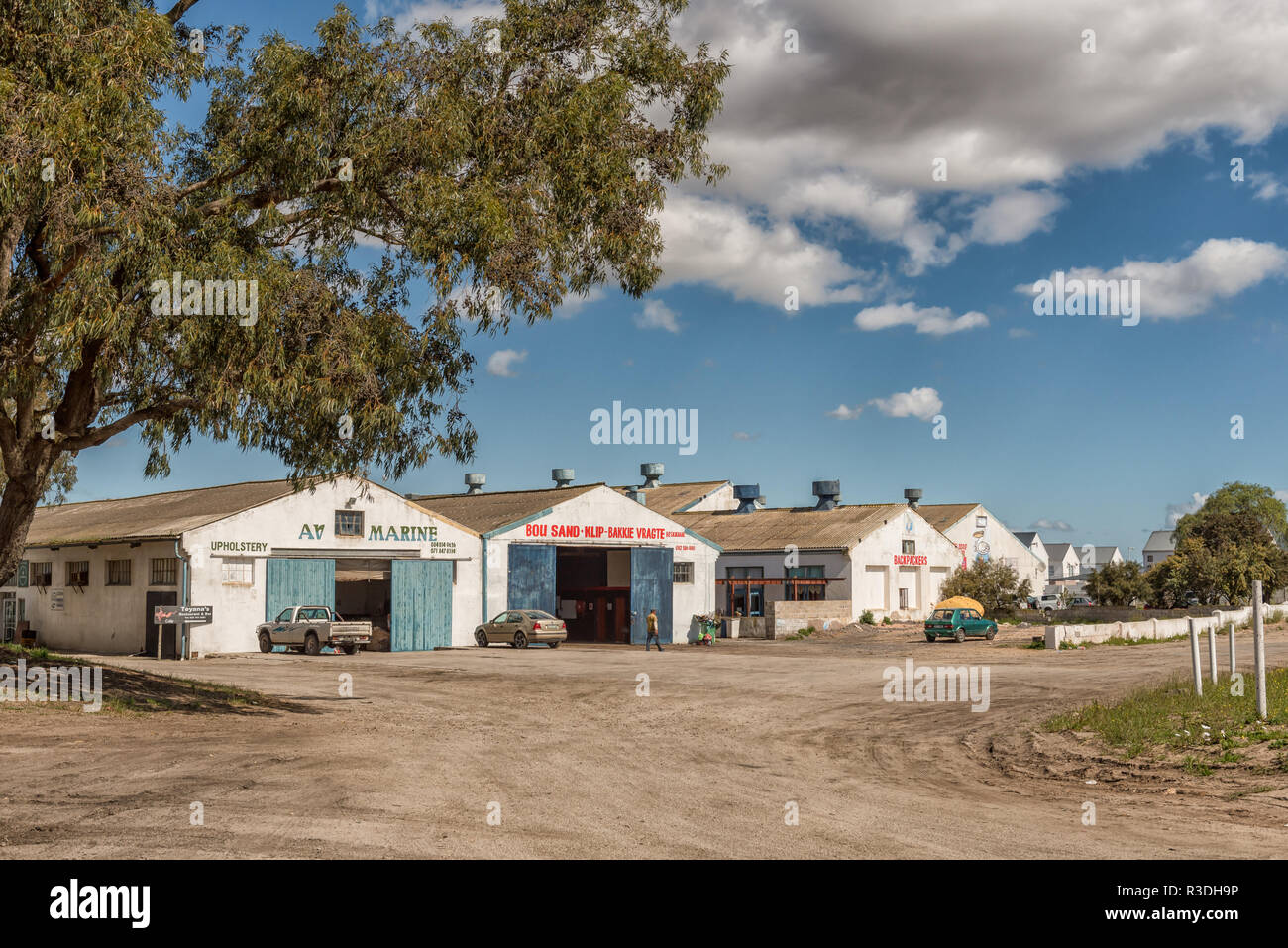 VELDDRIF, SOUTH AFRICA, AUGUST 21, 2018: Businesses next to the Berg ...