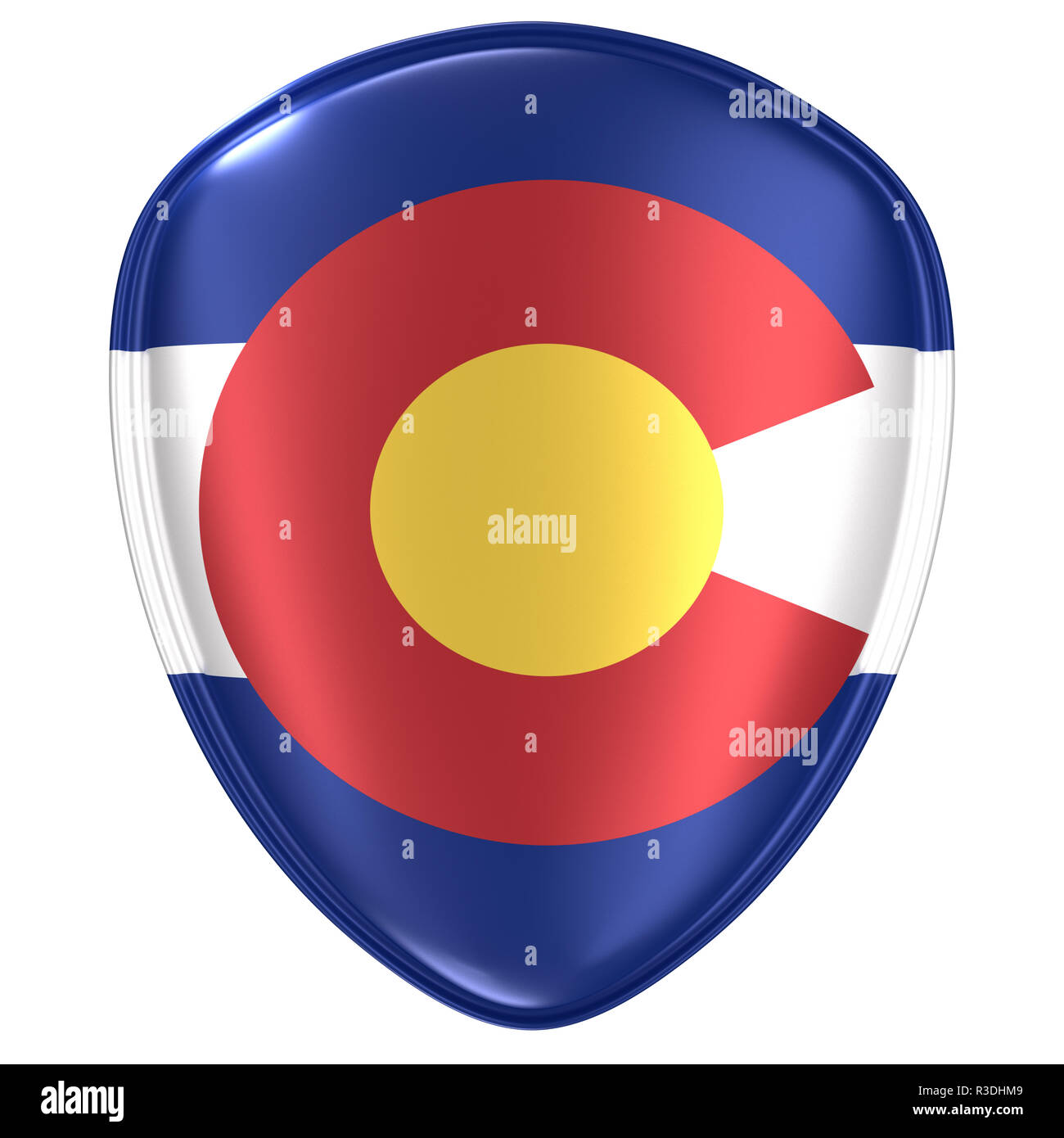 3d rendering of a Colorado USA State flag icon on white background ...