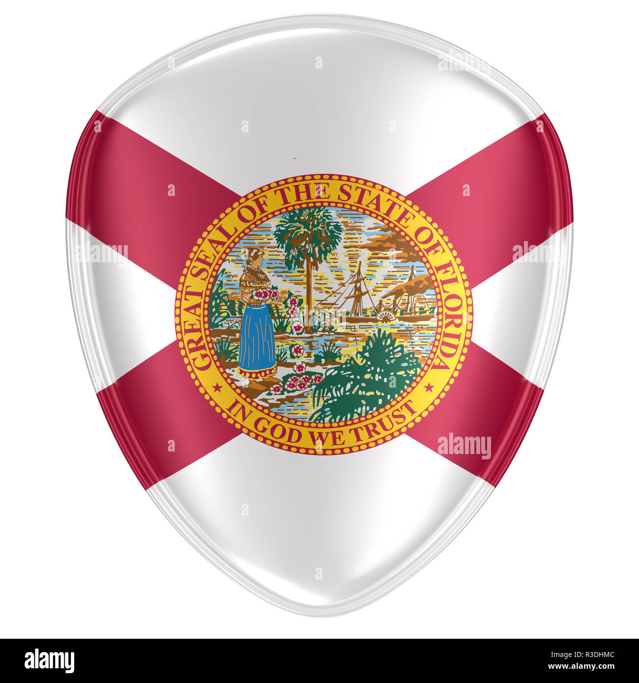 3d rendering of a Florida USA State flag icon on white background Stock ...